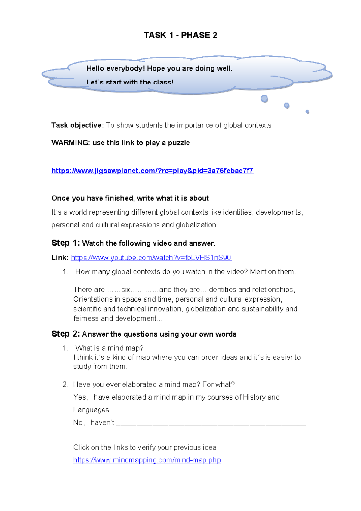 MYP 5 - phase 2 - task 1 2 - apuntes - TASK 1 - PHASE 2 Task objective ...