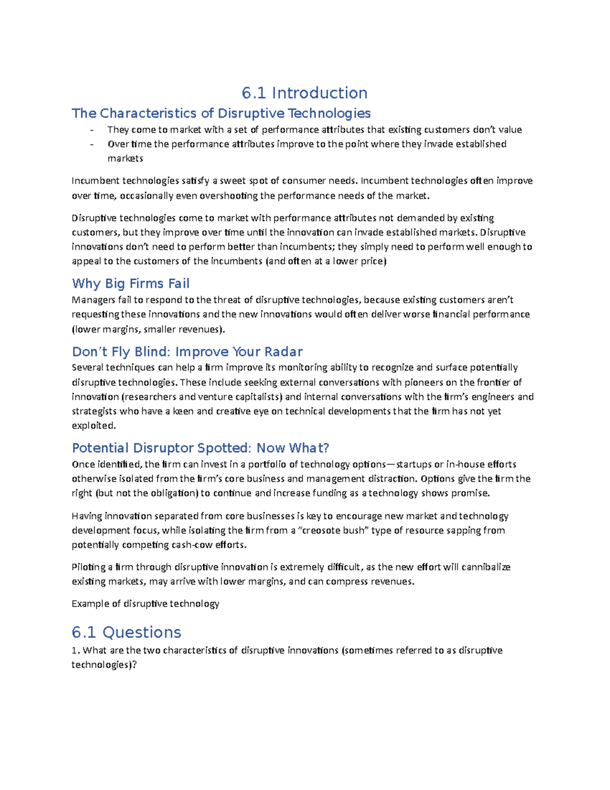 Chapter 6 Disruptive Technologies - 6 Introduction The Characteristics ...