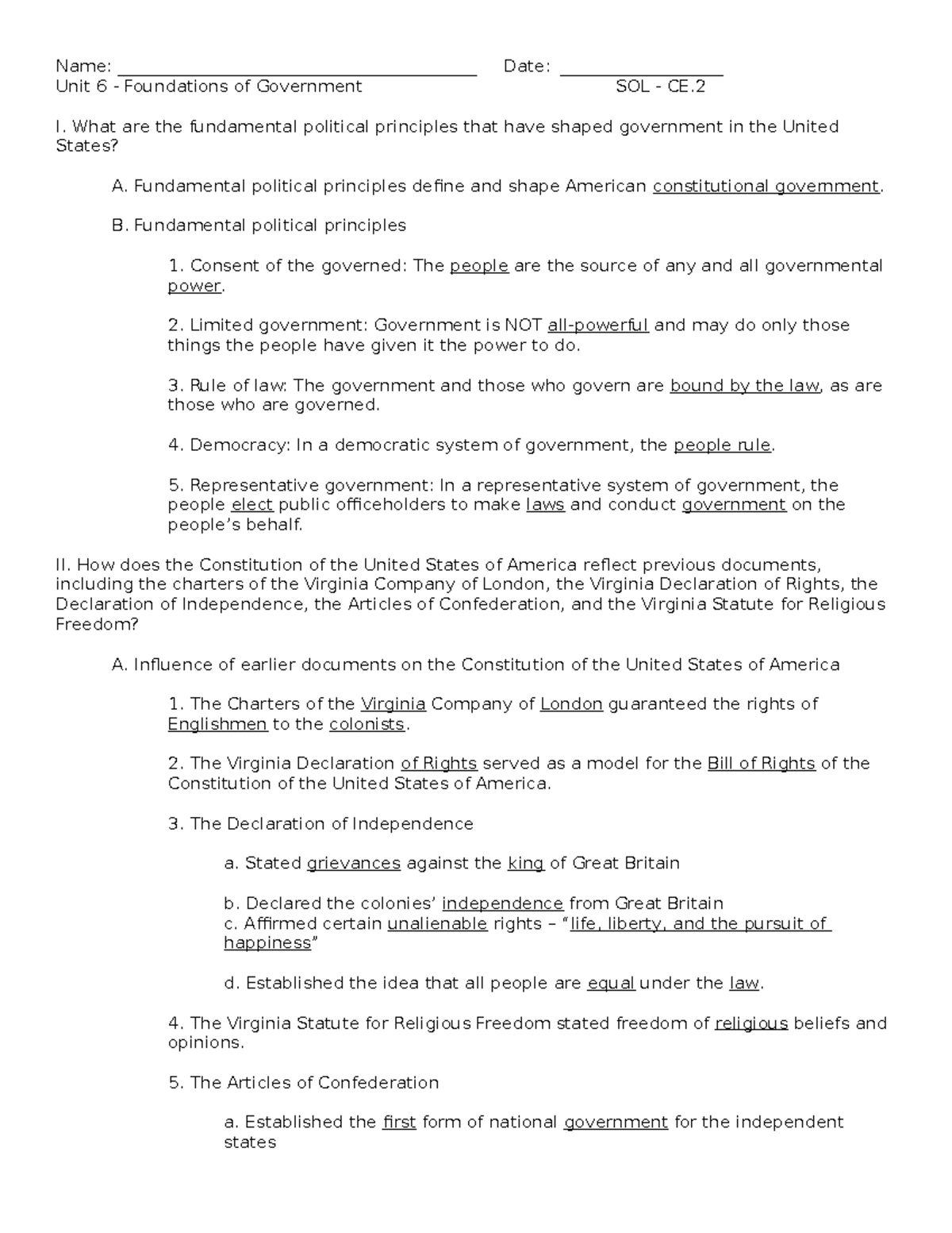 Unit+6+-+Foundations+of+Government+ - Name ...