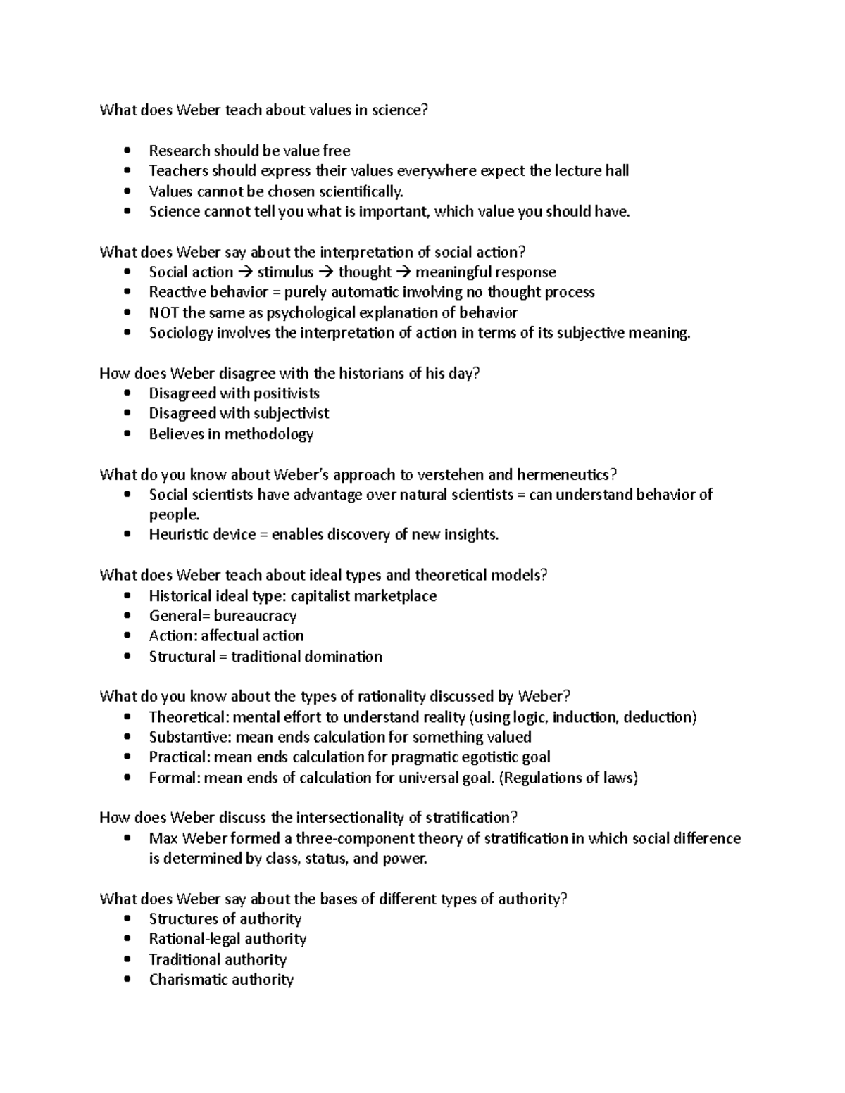 Test 2 study guide - What does Weber teach about values in science ...