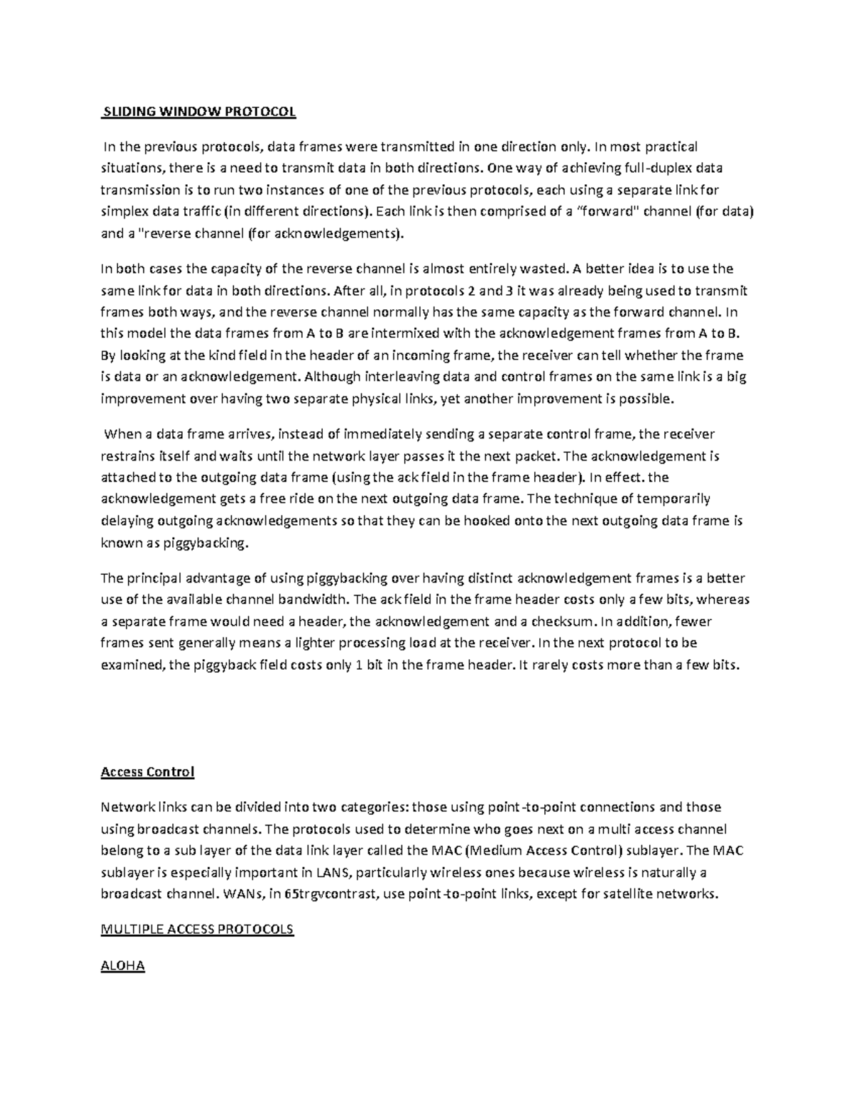 Sliding Window Protocol - SLIDING WINDOW PROTOCOL In the previous ...