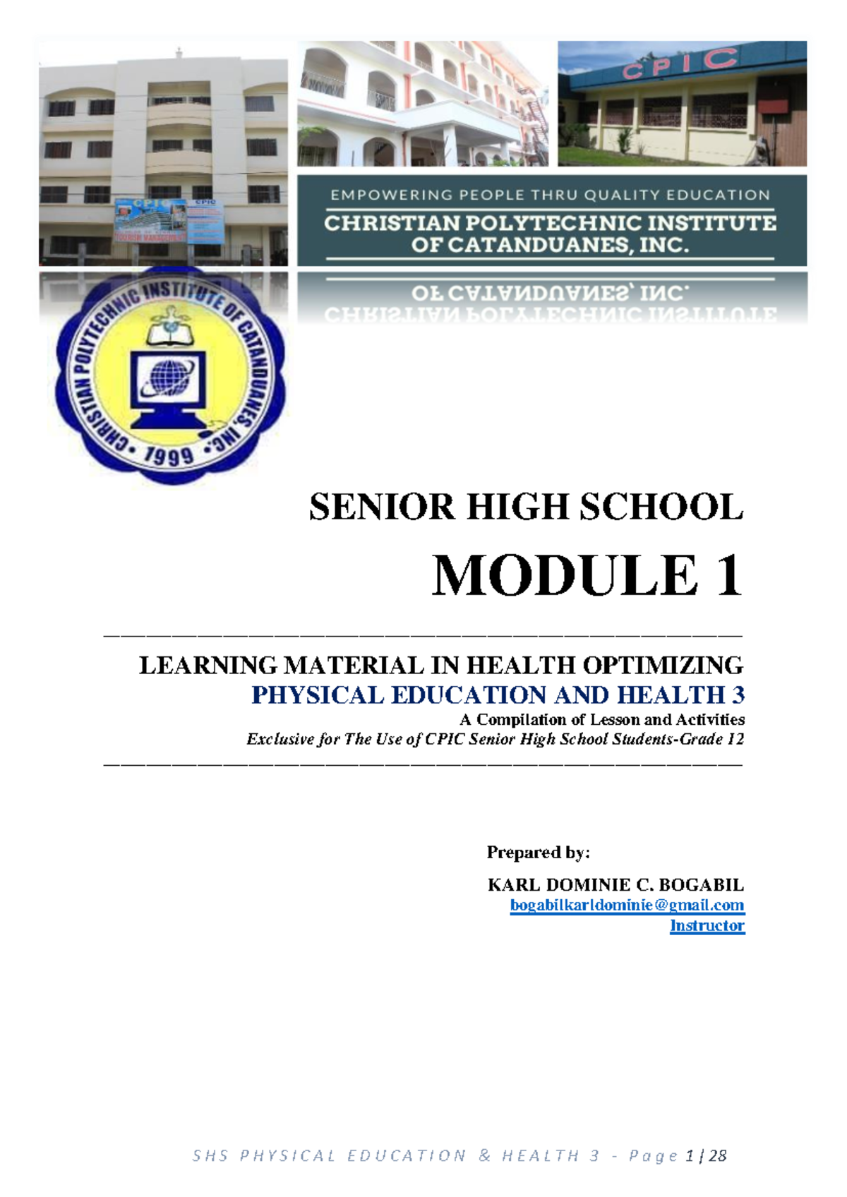 SHS-P - Module - SENIOR HIGH SCHOOL MODULE 1 - Studocu
