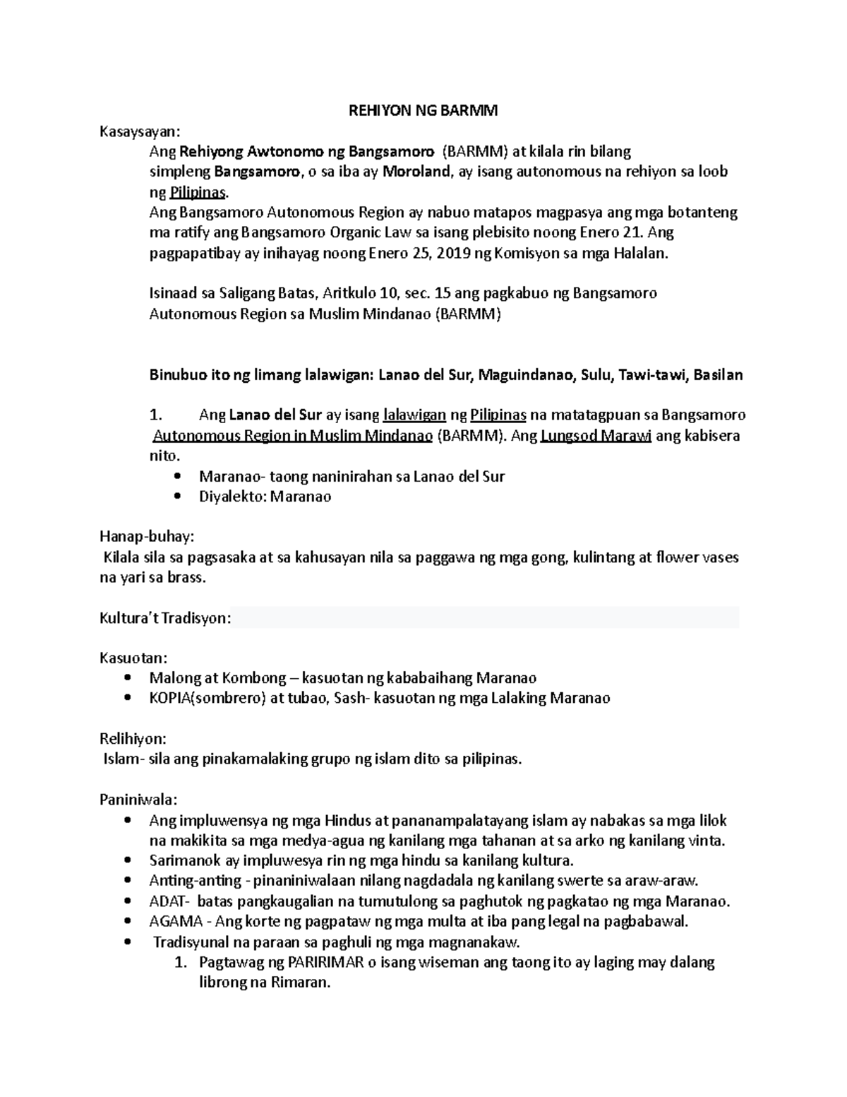 Rehiyon ng Barmm - For reporting - REHIYON NG BARMM Kasaysayan: Ang ...