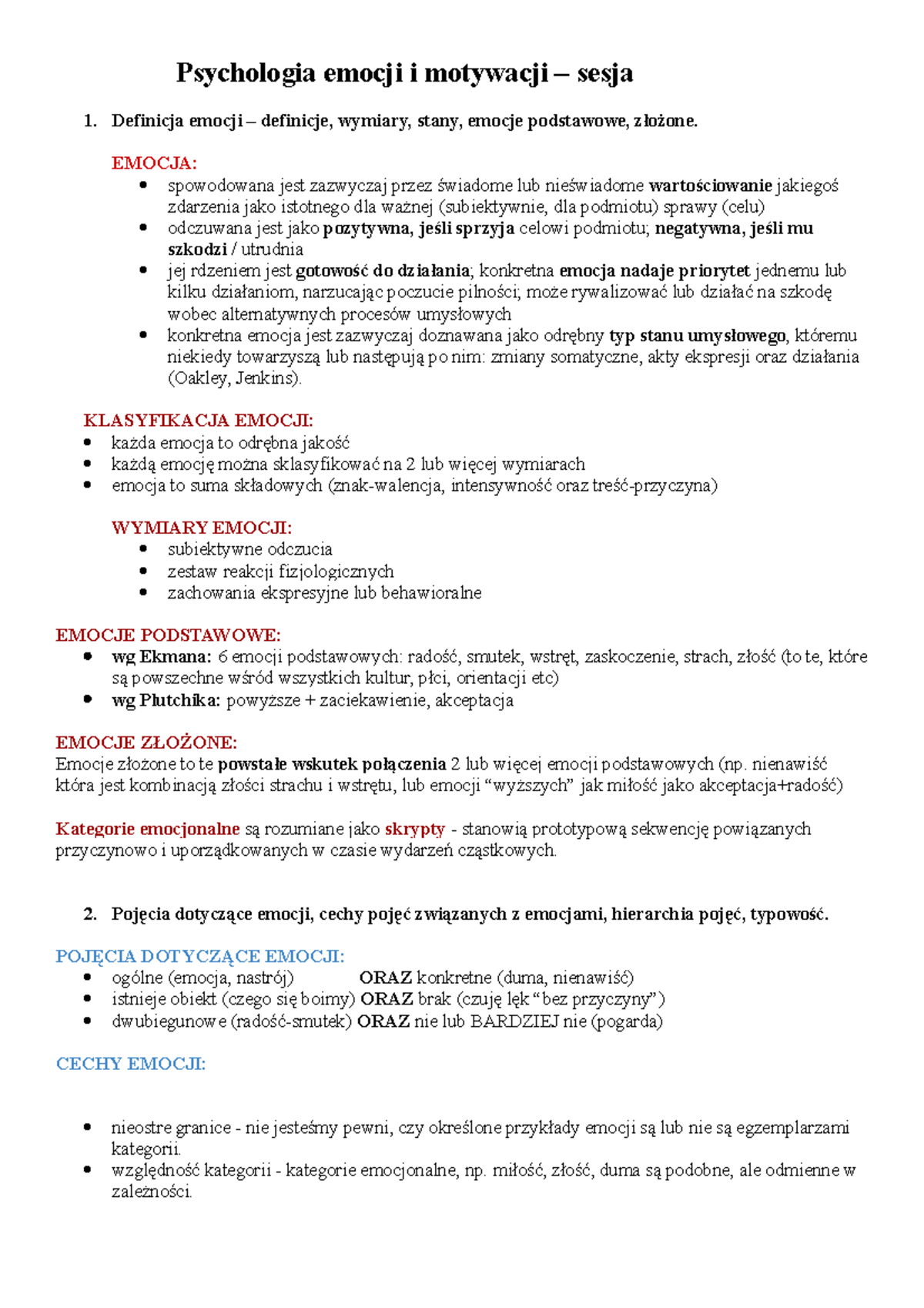 Psychologia emocji i motywacji - Definicja emocji – definicje, wymiary ...