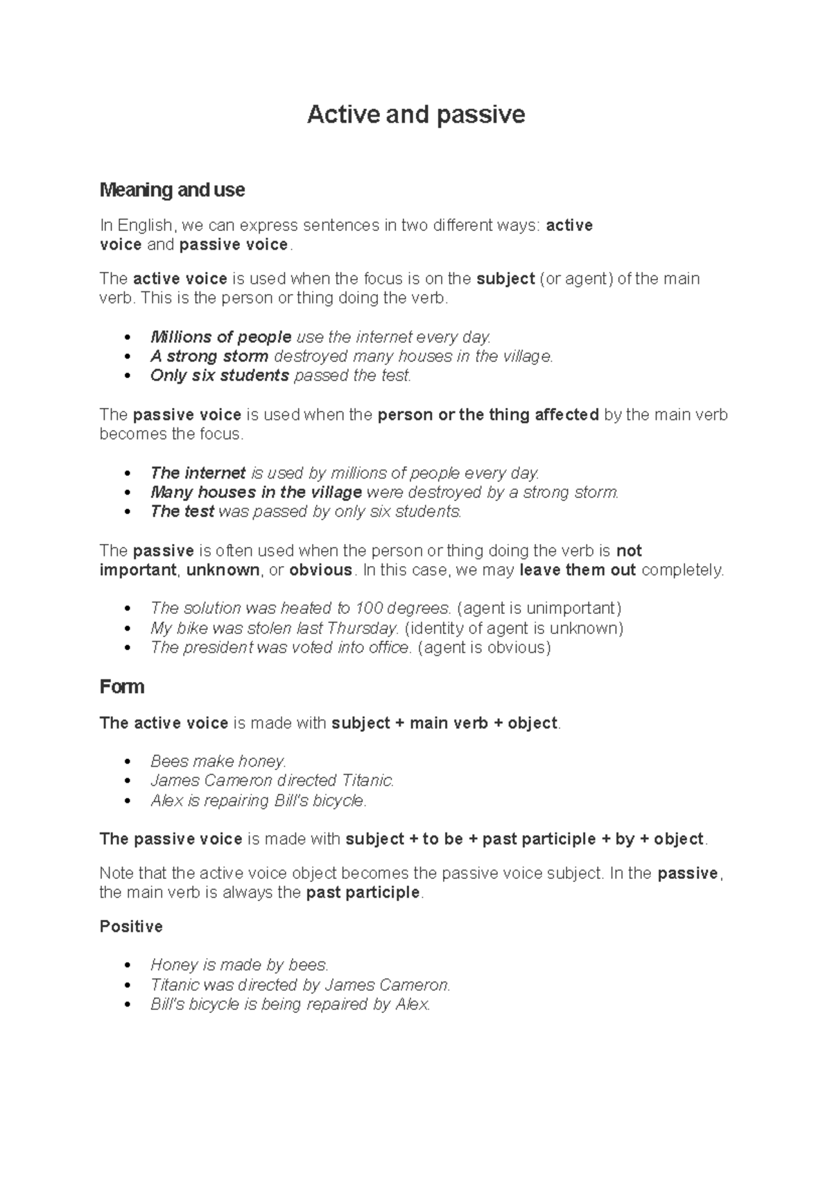 Active and Passive - Active and passive Meaning and use In English, we ...