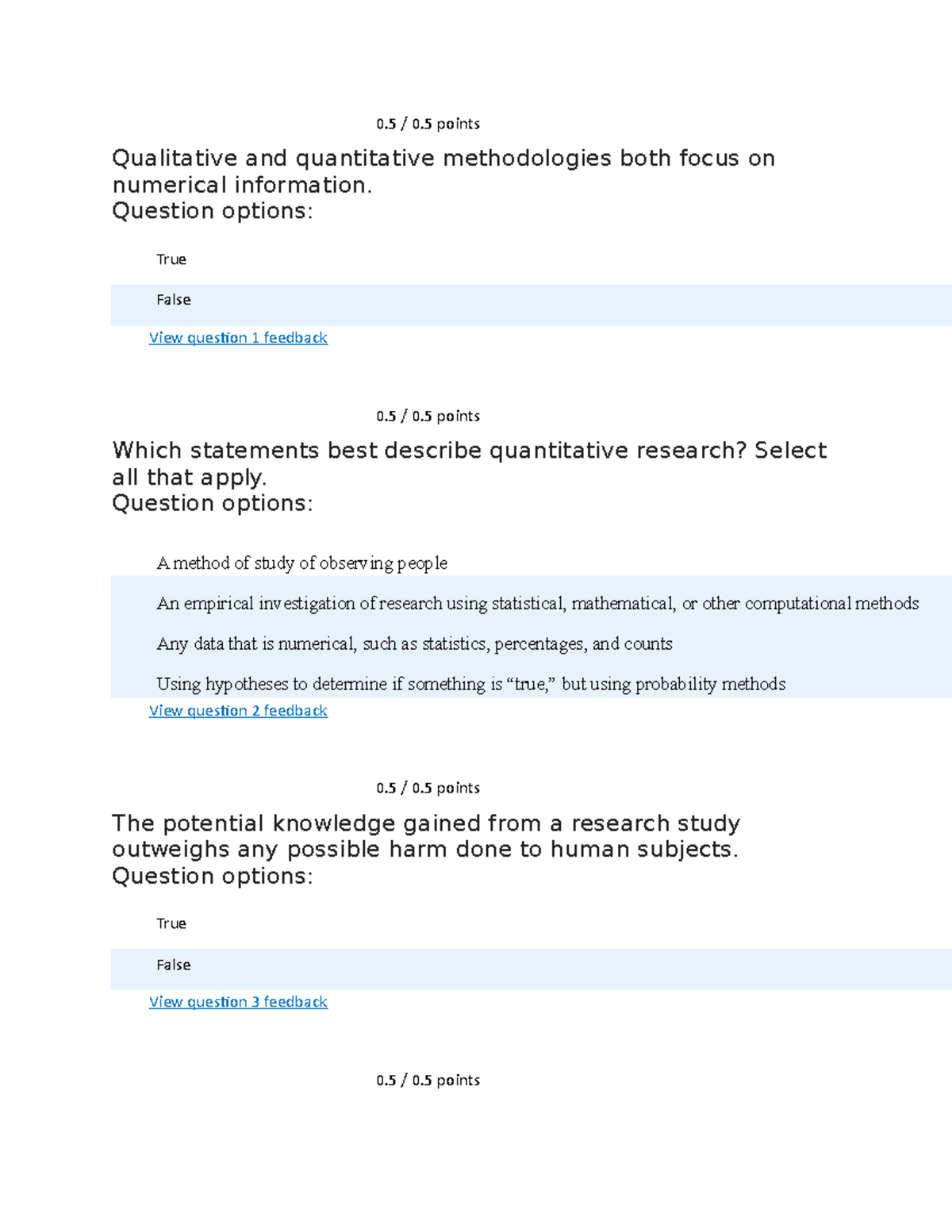 Scs285quiztestyourknowledge - 0 / 0 points Qualitative and quantitative ...