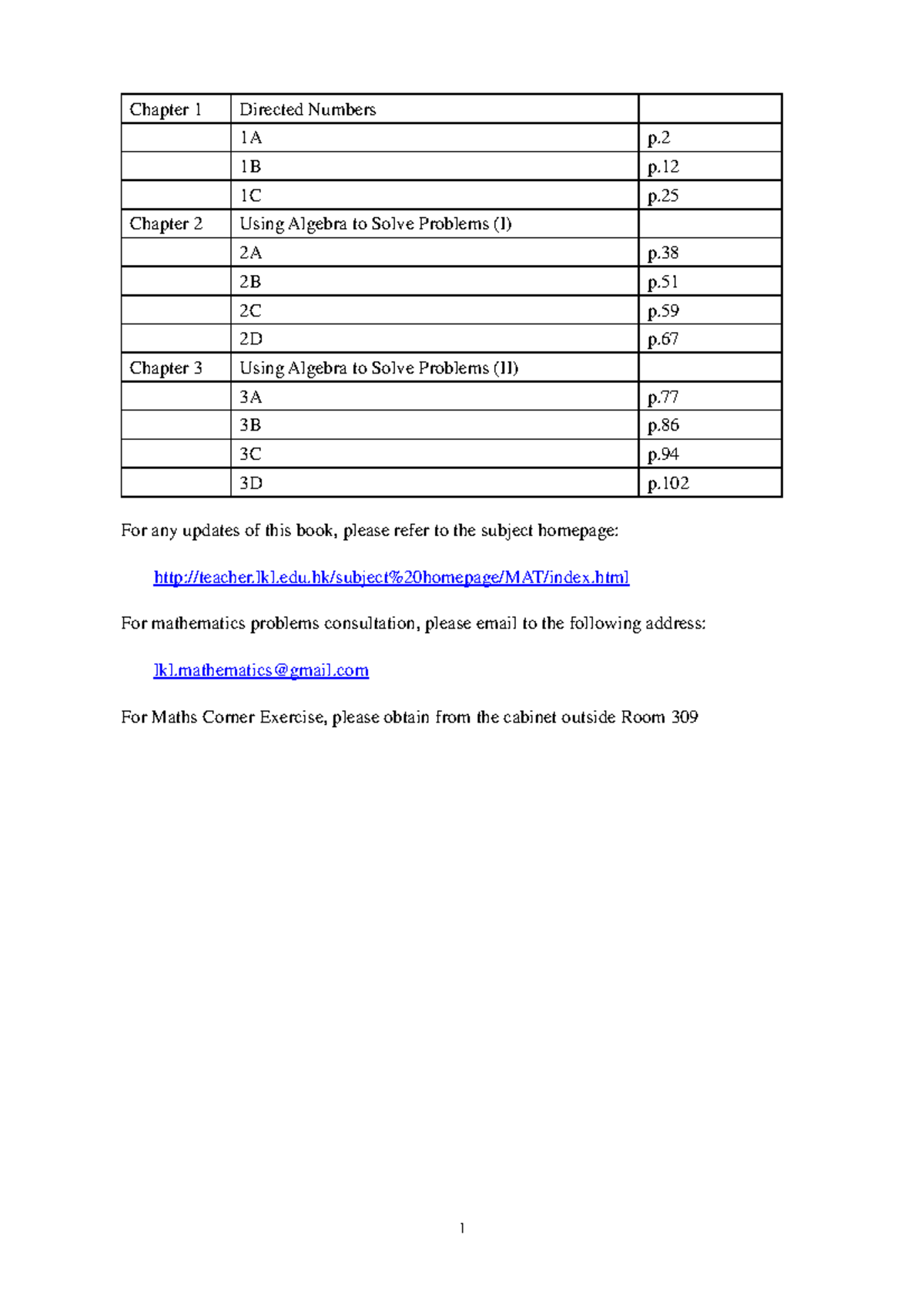 F1A 1 - mmmjnkjnkjjh - Chapter 1 Directed Numbers 1A p. 1B p. 1C p ...
