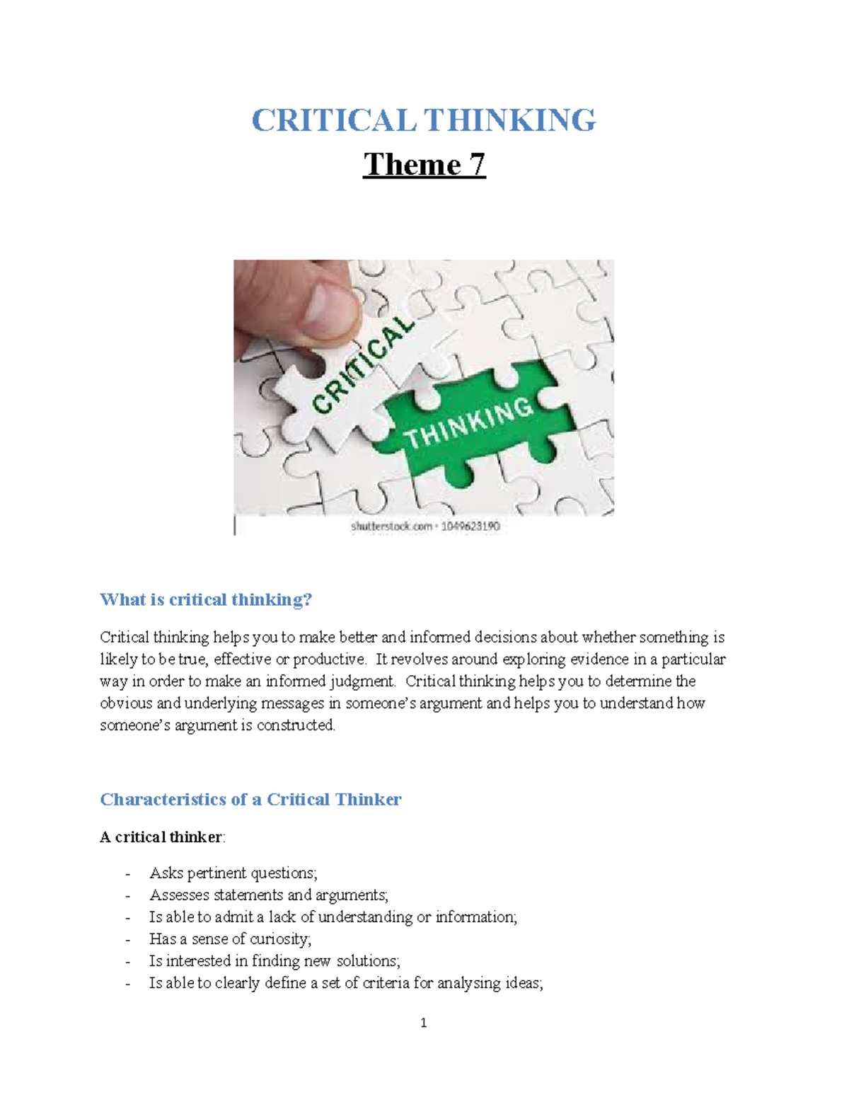 ALC 131 Critical Thinking content Theme 7 March 2022 - CRITICAL ...