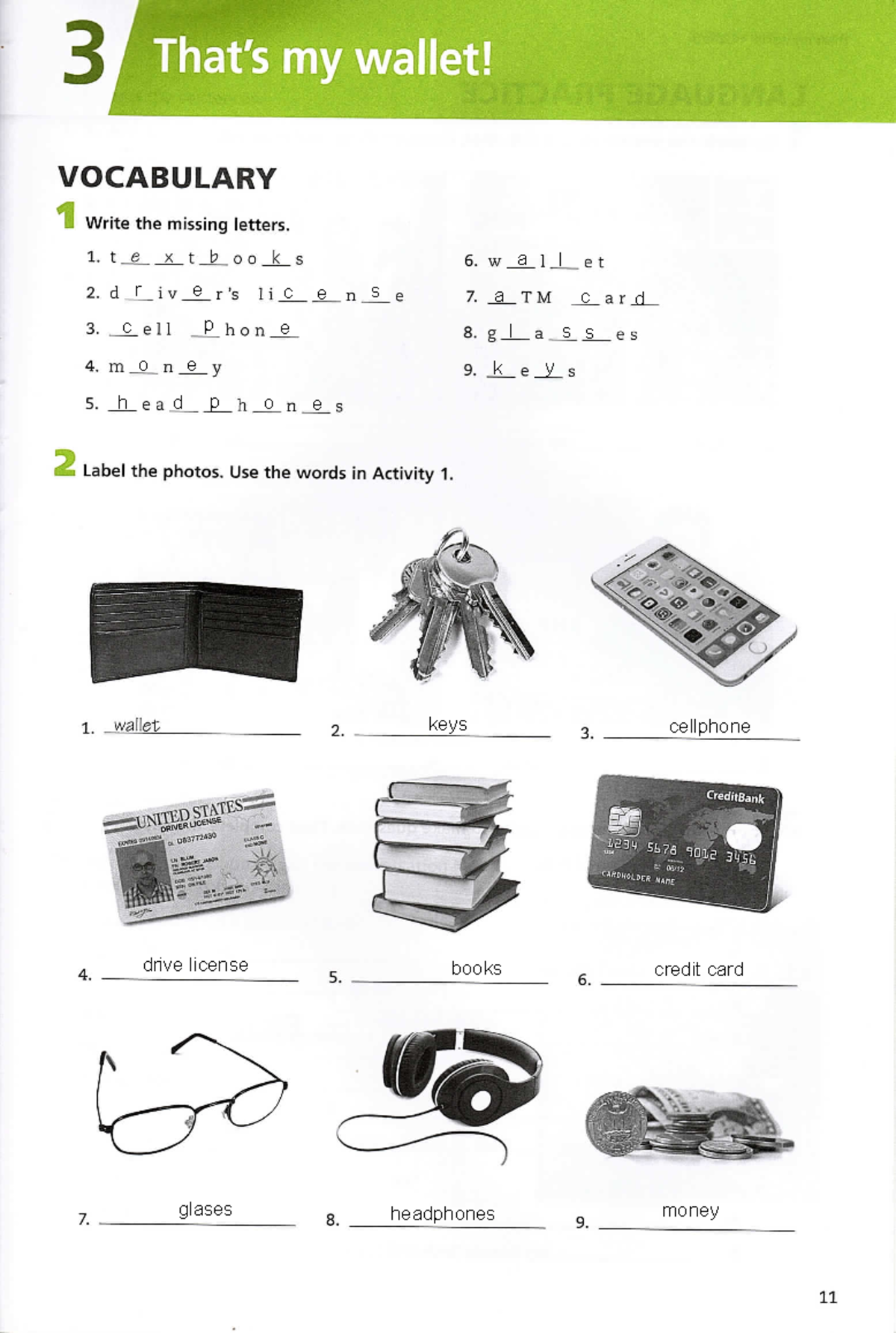 Smart Choice Workbook - unidad 3 - ST my wall VOCABULARY 1 Write the ...