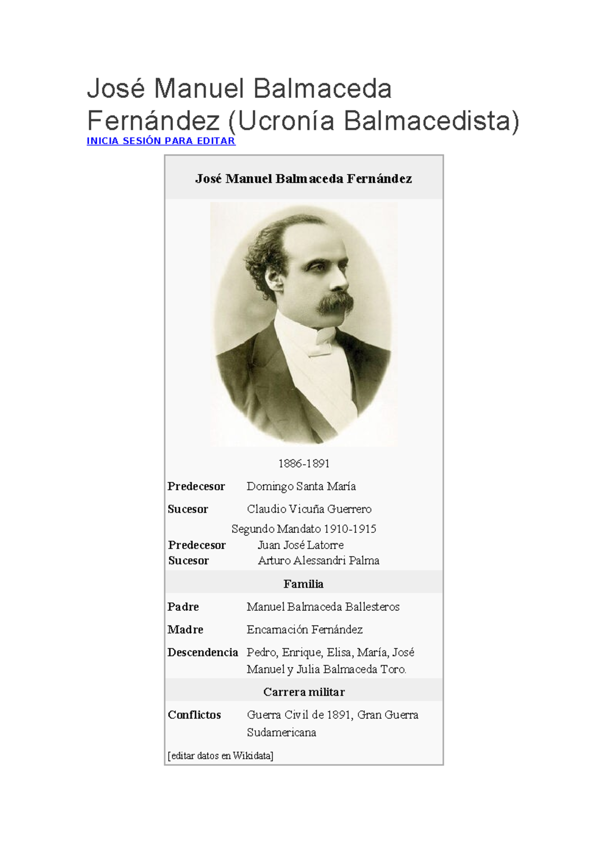 Jose malmaceda - José Manuel Balmaceda Fernández (Ucronía Balmacedista ...