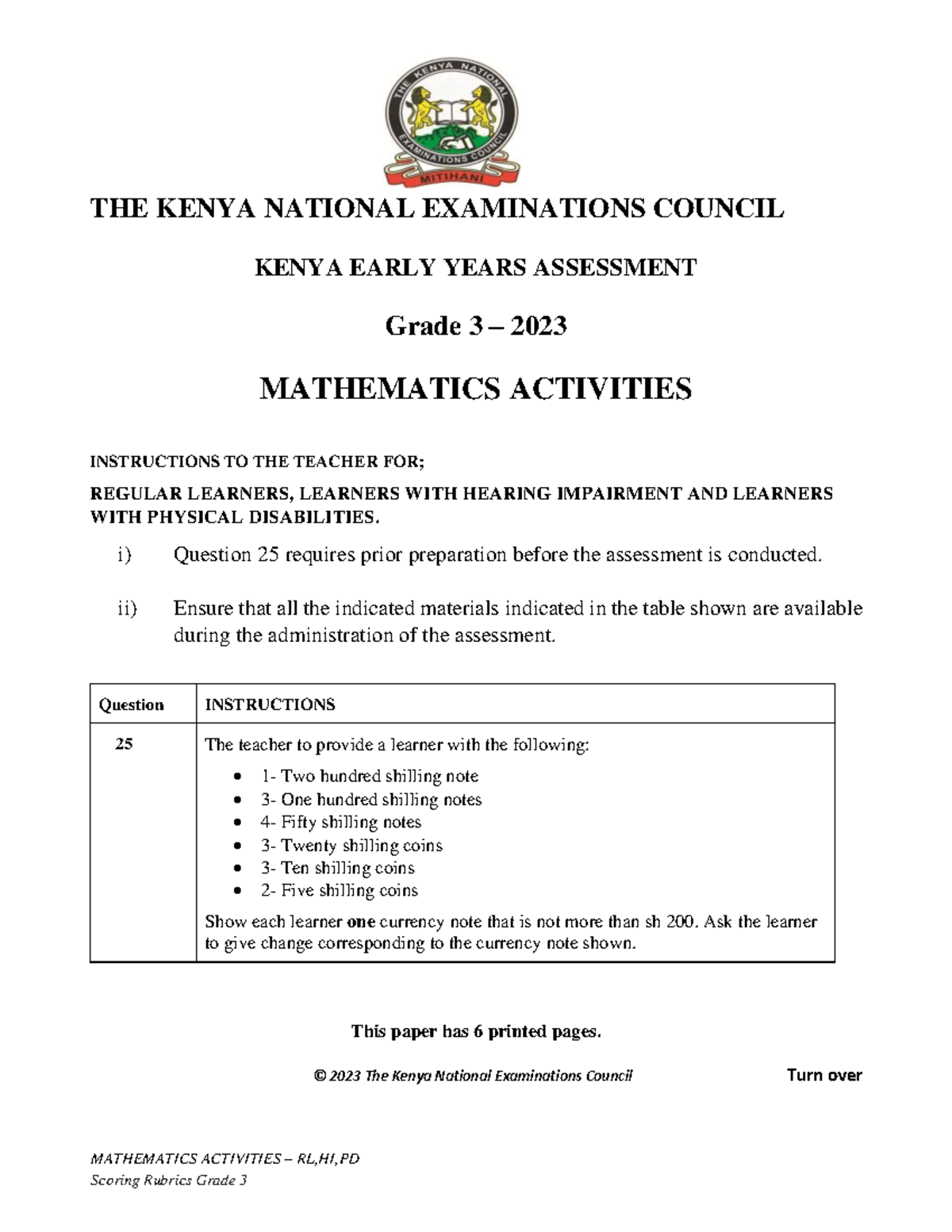 MAT 1 20230929151804423 Regular Rubric Marking Scheme - MATHEMATICS ...