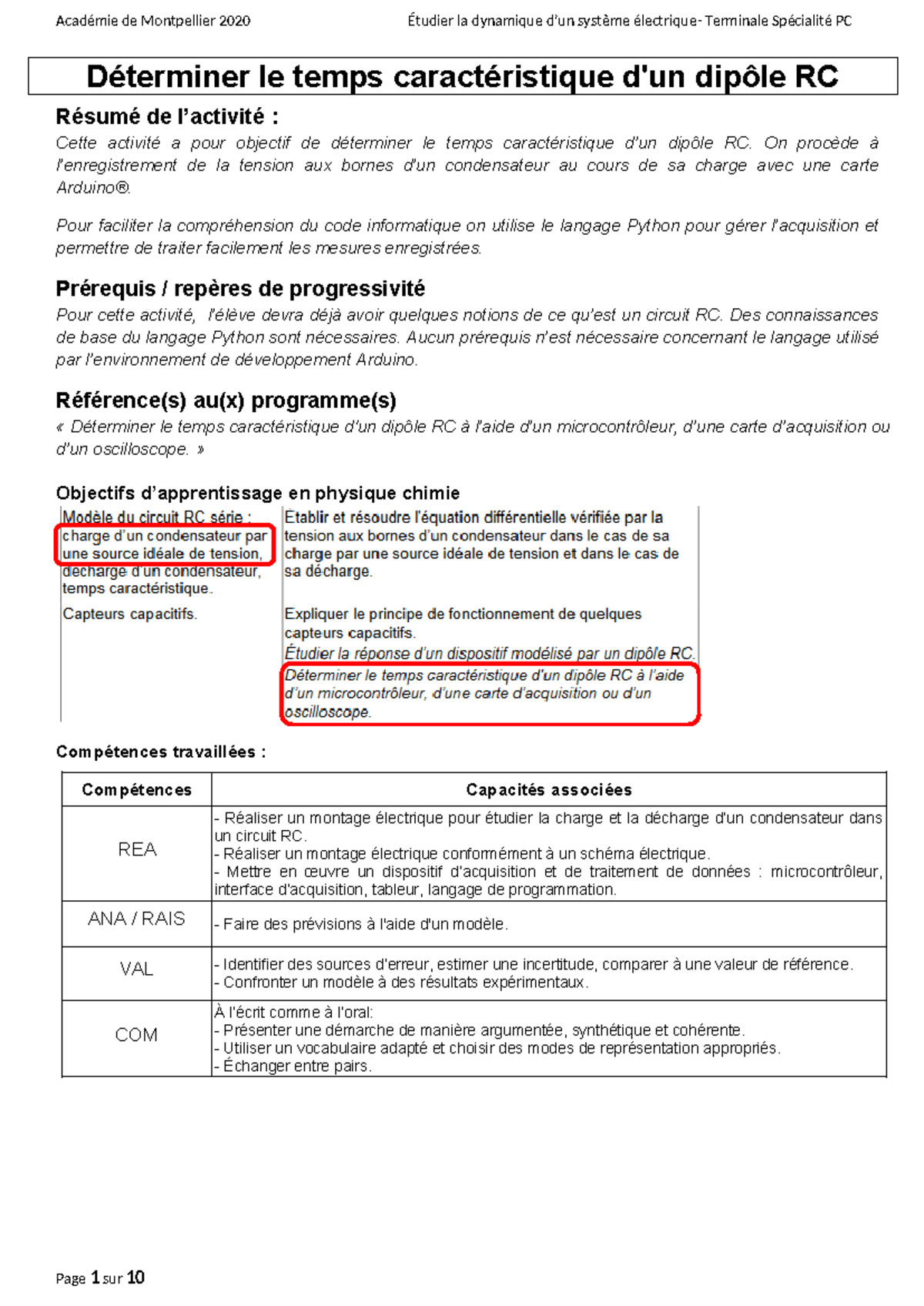 Le Dipôle RC en physique - Déterminer le temps caractéristique d'un ...