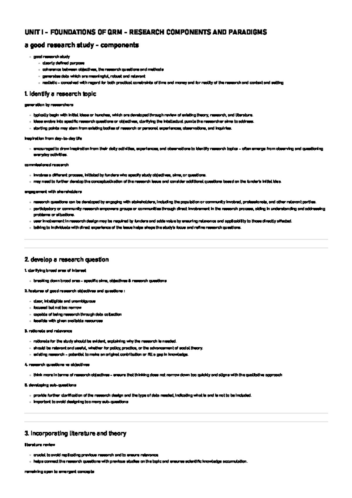 UNIT I - Foundations OF QRM - Research Components AND Paradigms - UNIT I - FOUNDATIONS OF QRM ...
