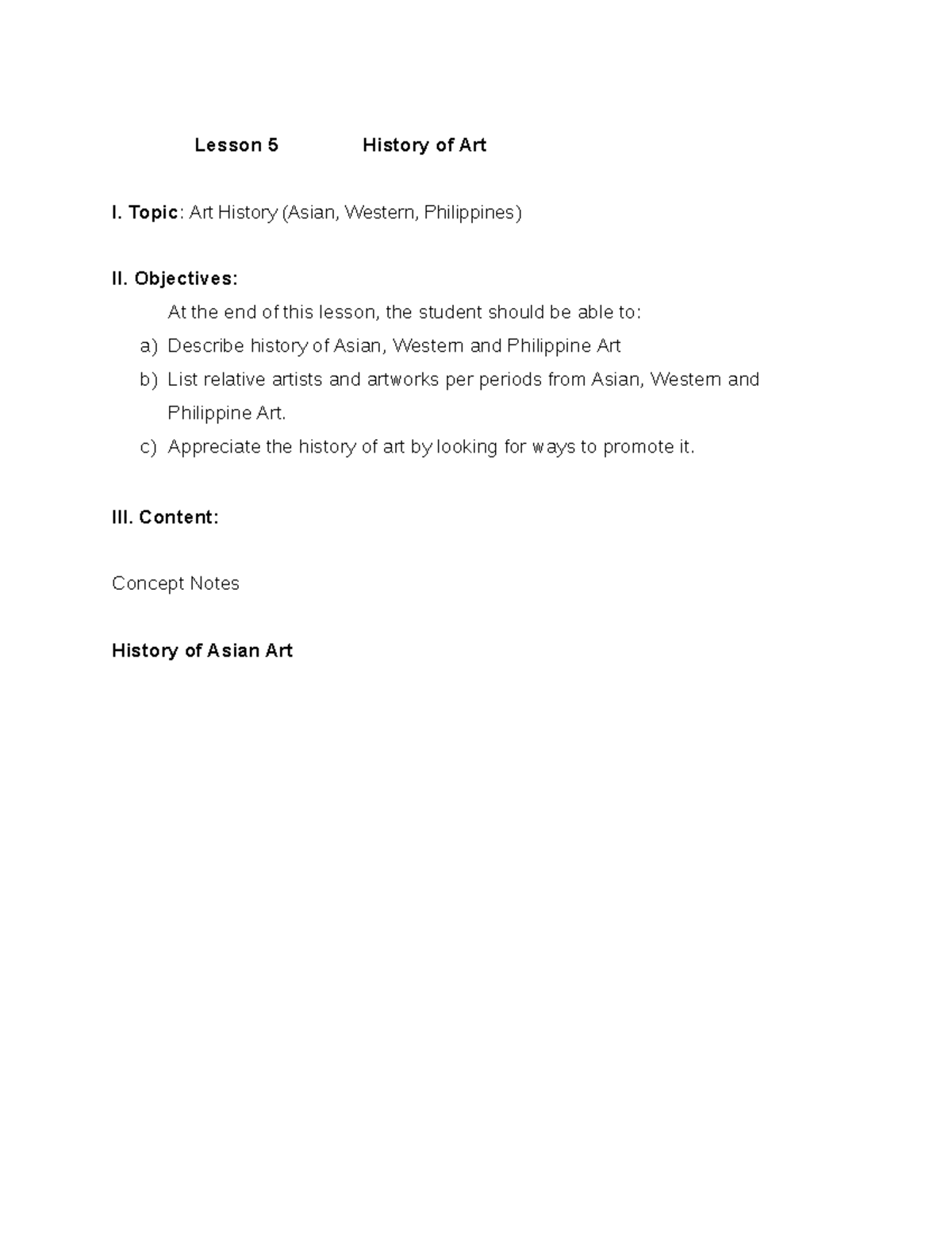 ART Appreciation Lesson 5 : Art History (Asian, Western, Philippines ...