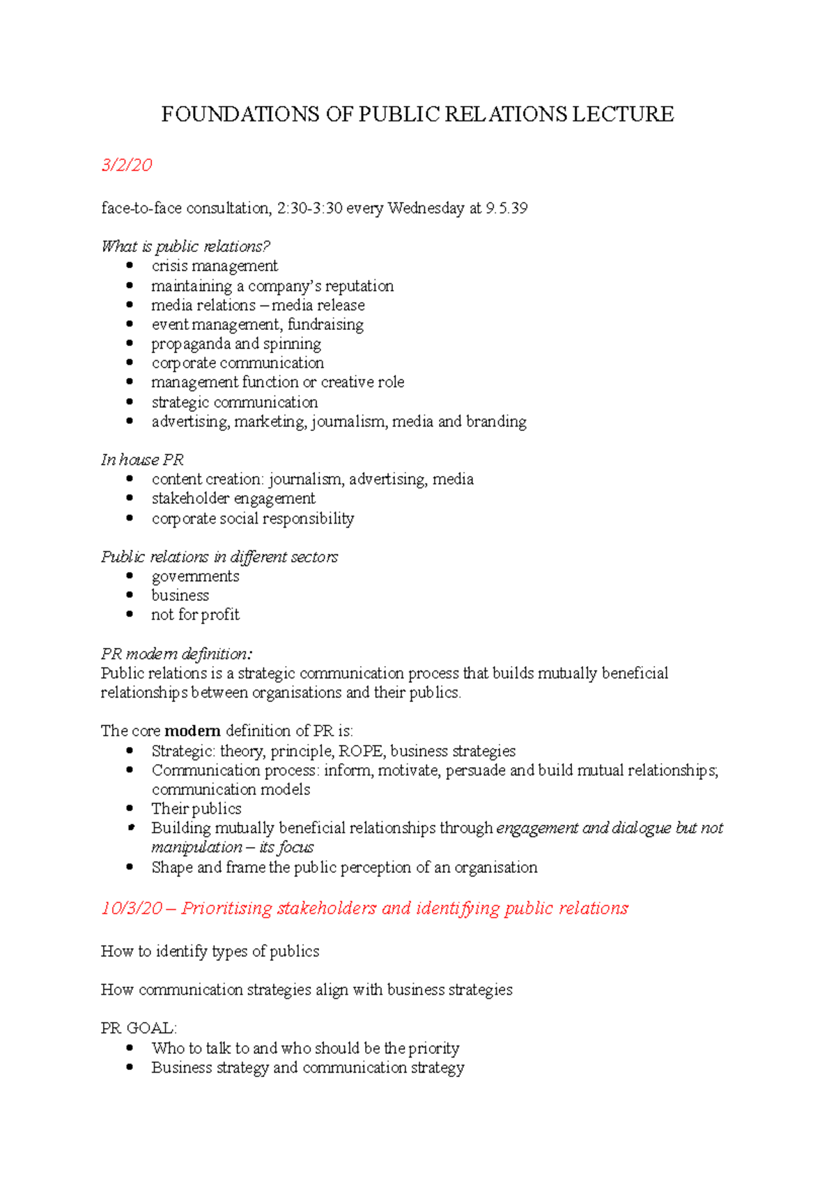 Foundations OF Public Relations Lecture - FOUNDATIONS OF PUBLIC ...