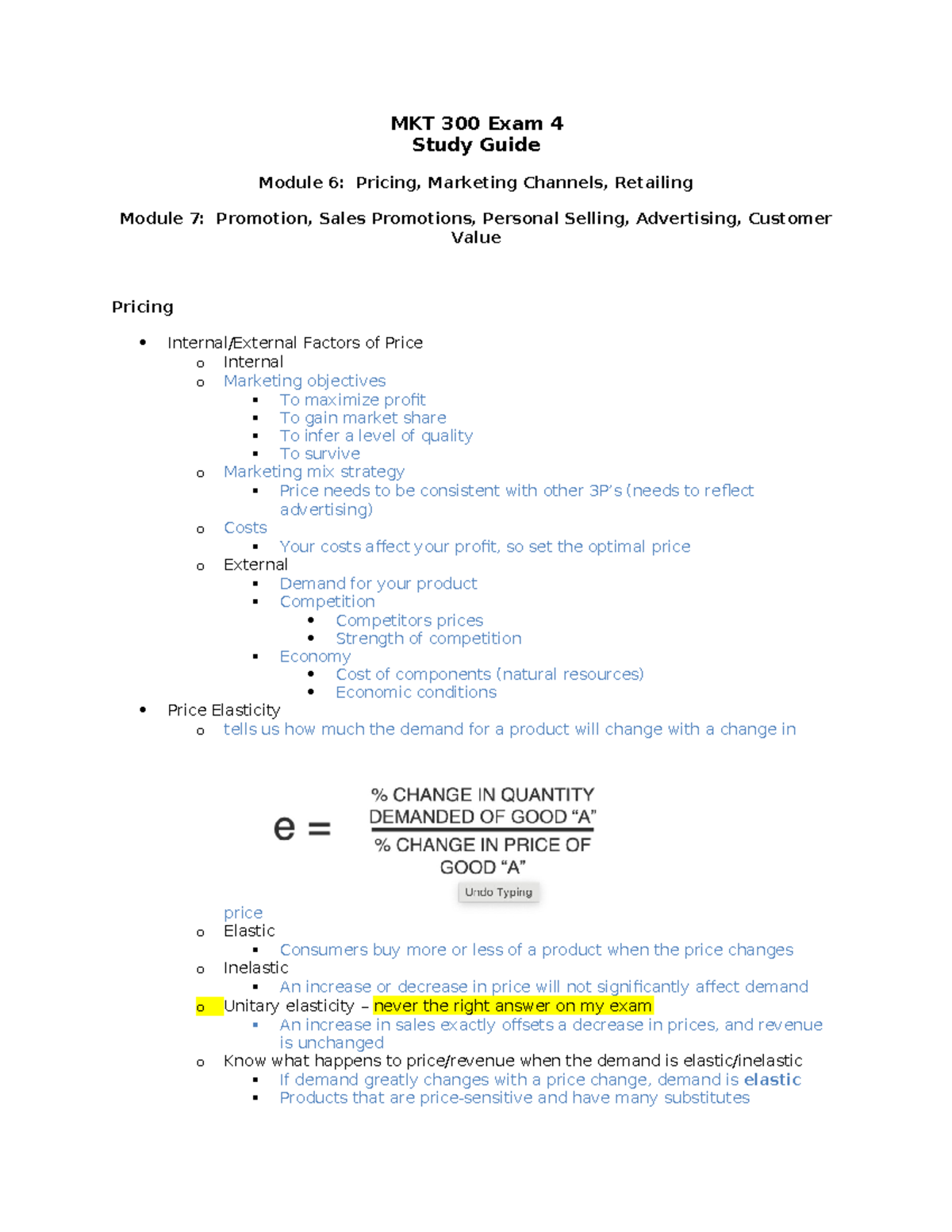 Study Guide Exam 4 - MKT 300 Exam 4 Study Guide Module 6: Pricing ...