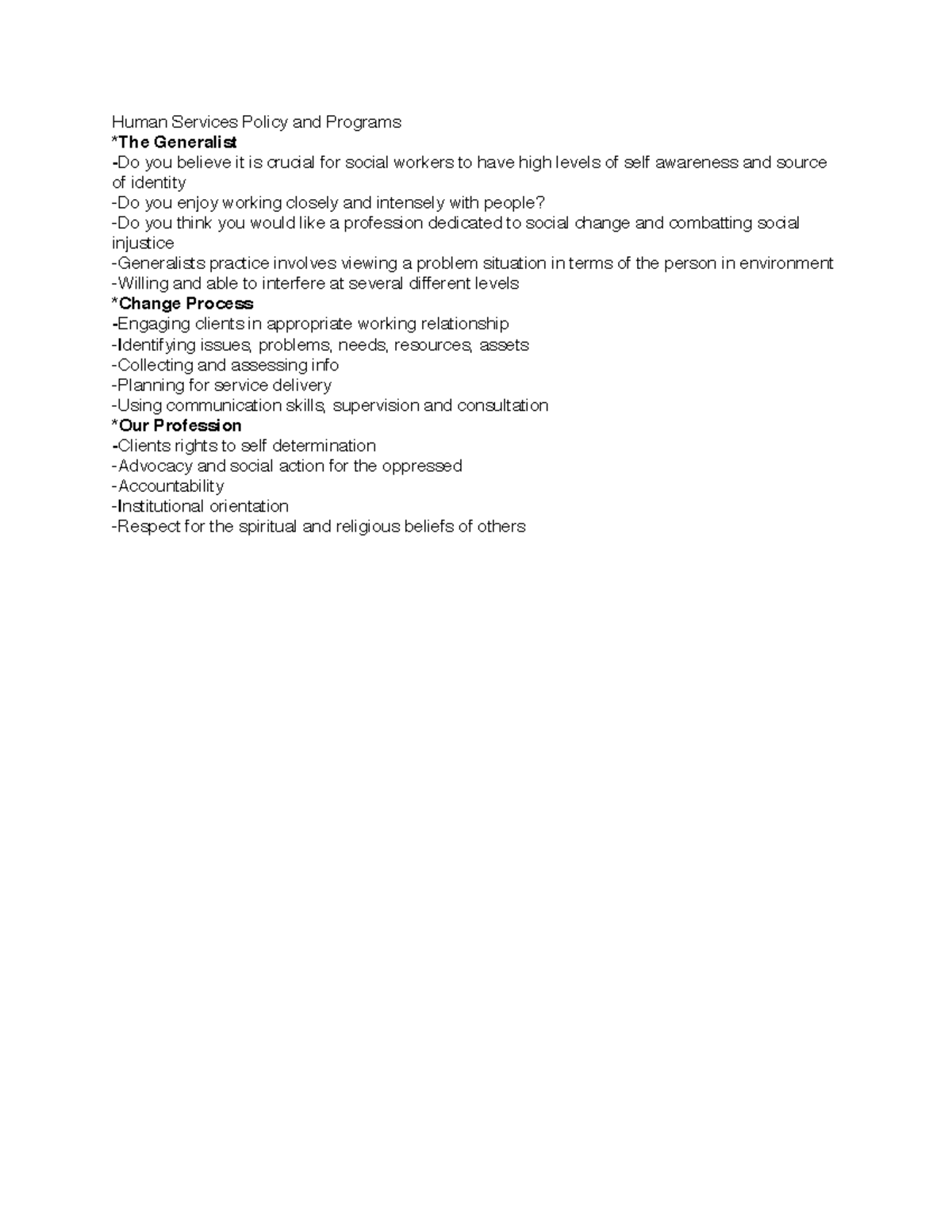 Policy notes 2 pdf - Lecture 2, Jody Weigel - Human Services Policy and ...