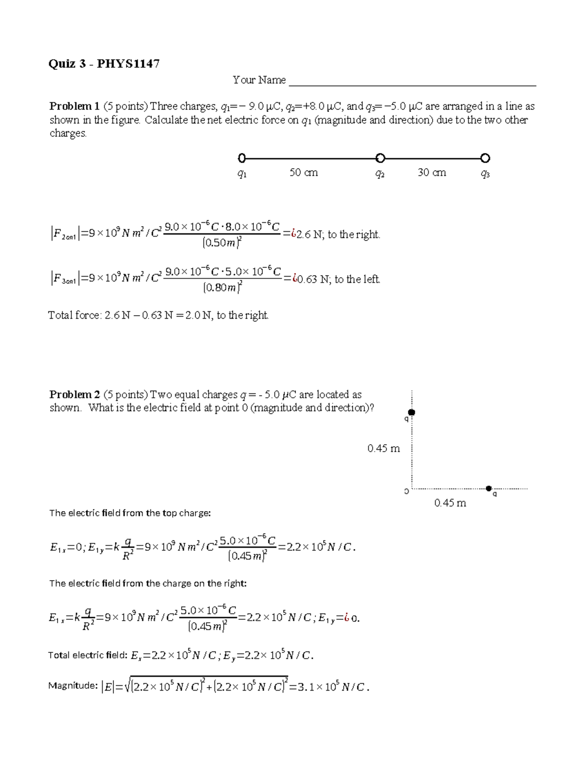 Q3 solutions - Answer key to physics 2 quiz week 3 - Quiz 3 - PHYS Your ...