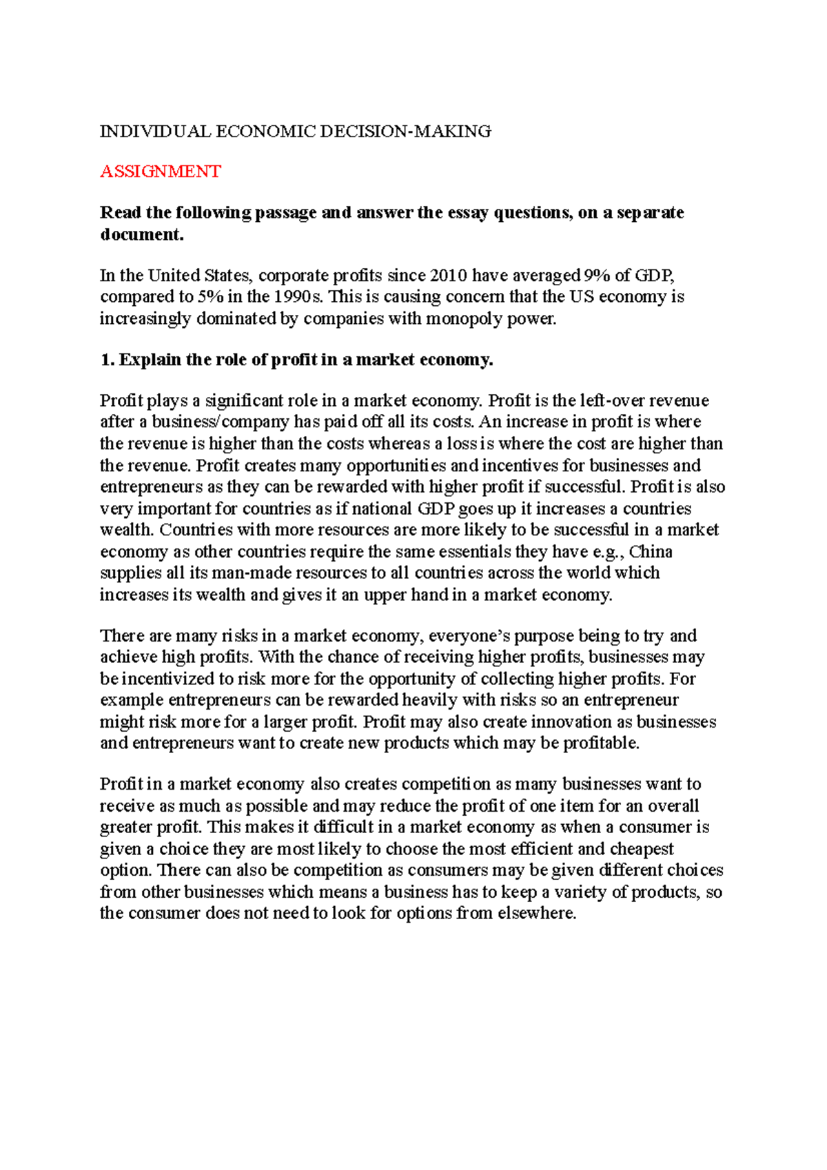 Individual Economic Decision 2 - INDIVIDUAL ECONOMIC DECISION-MAKING ...