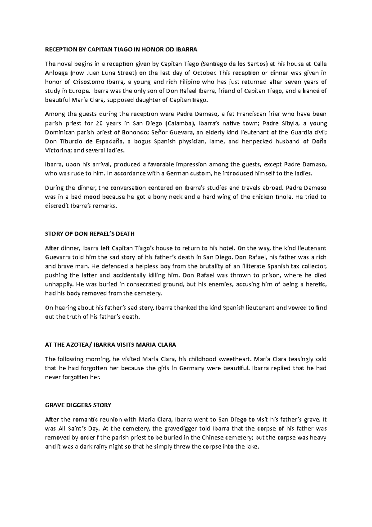 NOLI ( Summary) - ,smaalmxdp; - RECEPTION BY CAPITAN TIAGO IN HONOR OD ...