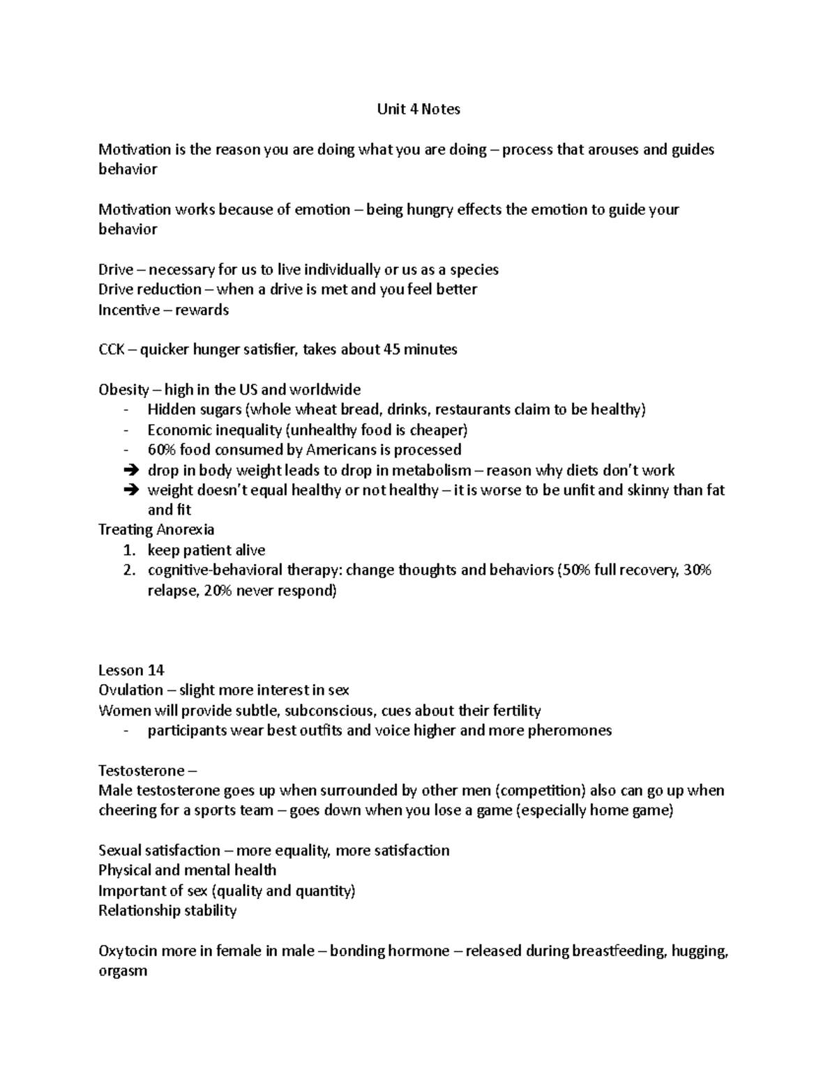Unit 4 Notes Unit 4 Notes Motivation Is The Reason You Are Doing What You Are Doing Process