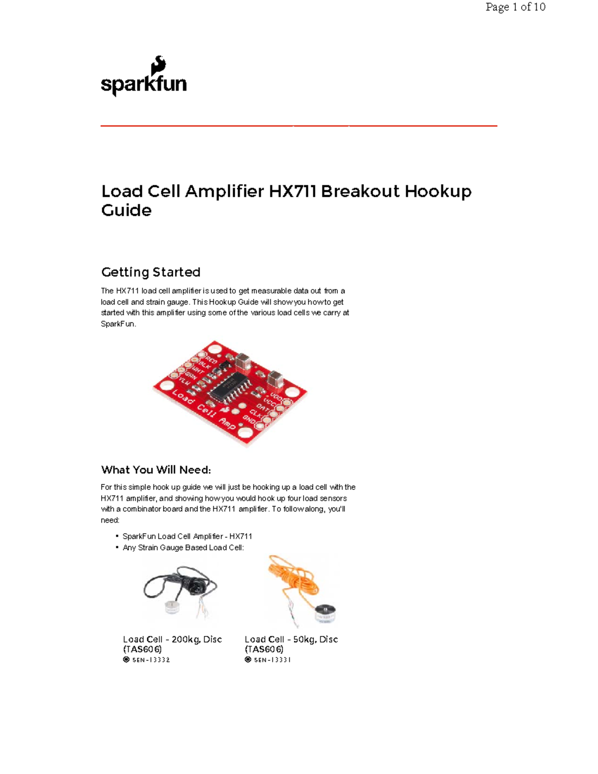 HX711 - Balanza - Load Cell Amplifier HX711 Breakout Hookup Guide ...