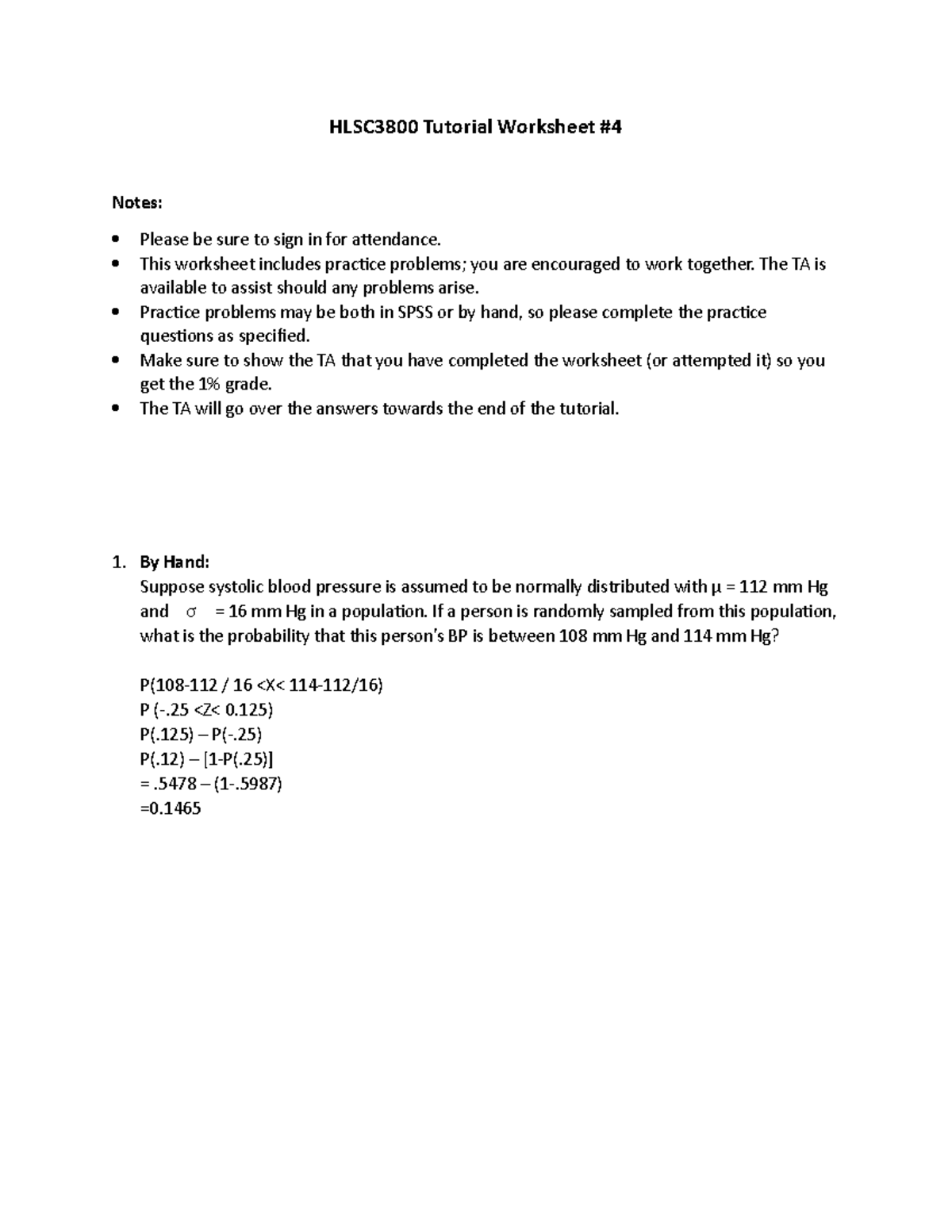 Tutorial 4 - tut 4 assignment - HLSC3800 Tutorial Worksheet Notes ...