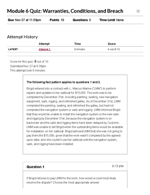 Module 5 Quiz - Module 5 Quiz Due Nov 20 at 11:59pm Points 10 Questions ...