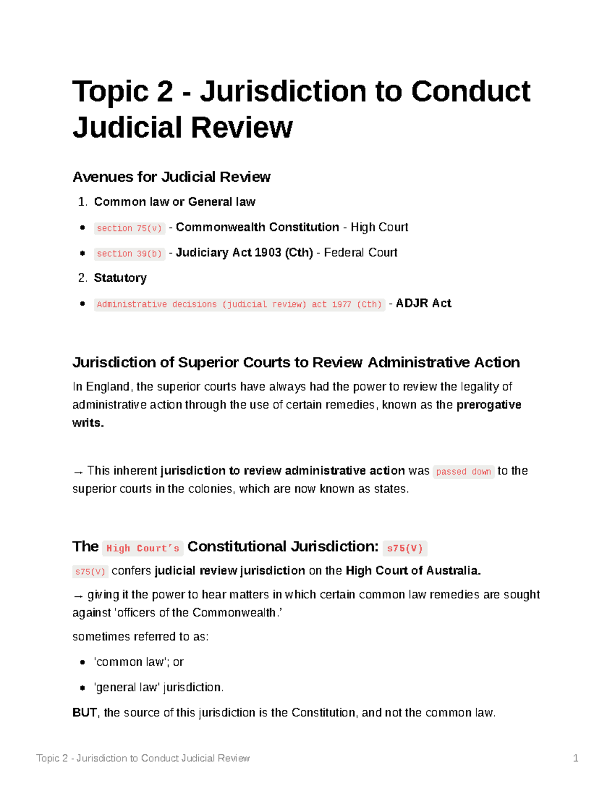 Topic 2 juristiction to conduct judicial review - Topic 2 ...
