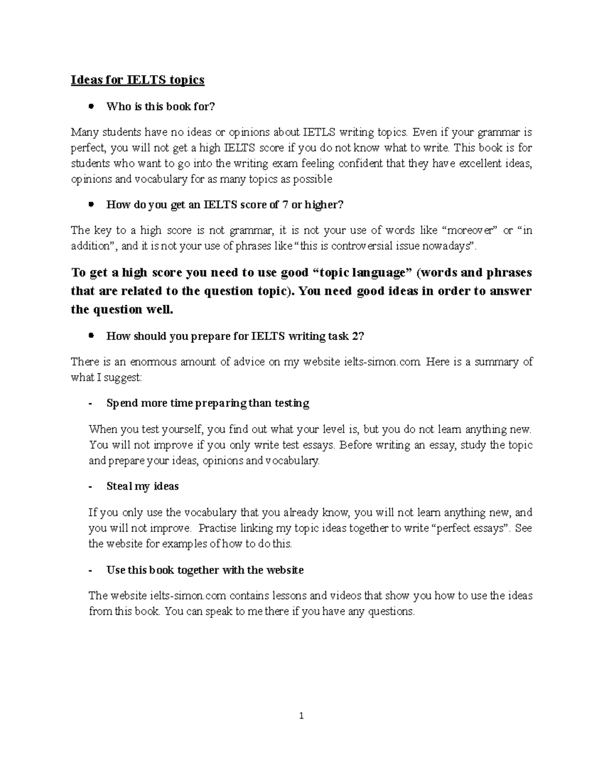 Ideas for Ielts topics - speaking practice - Ideas for IELTS topics Who ...