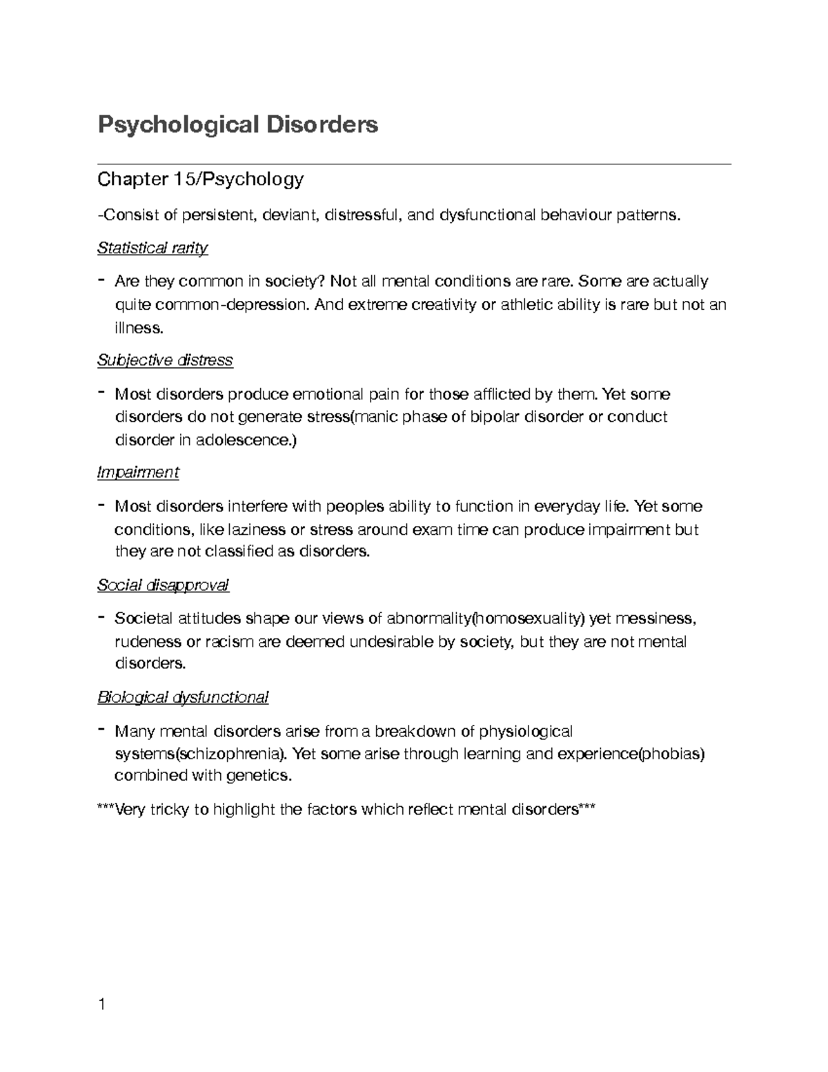 Chapter 15 Psychology - Psychological Disorders Chapter 15/Psychology ...