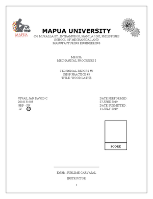 Lab-3 - METALWORKS - Mapúa University Muralla St, Intramuros, Manila ...