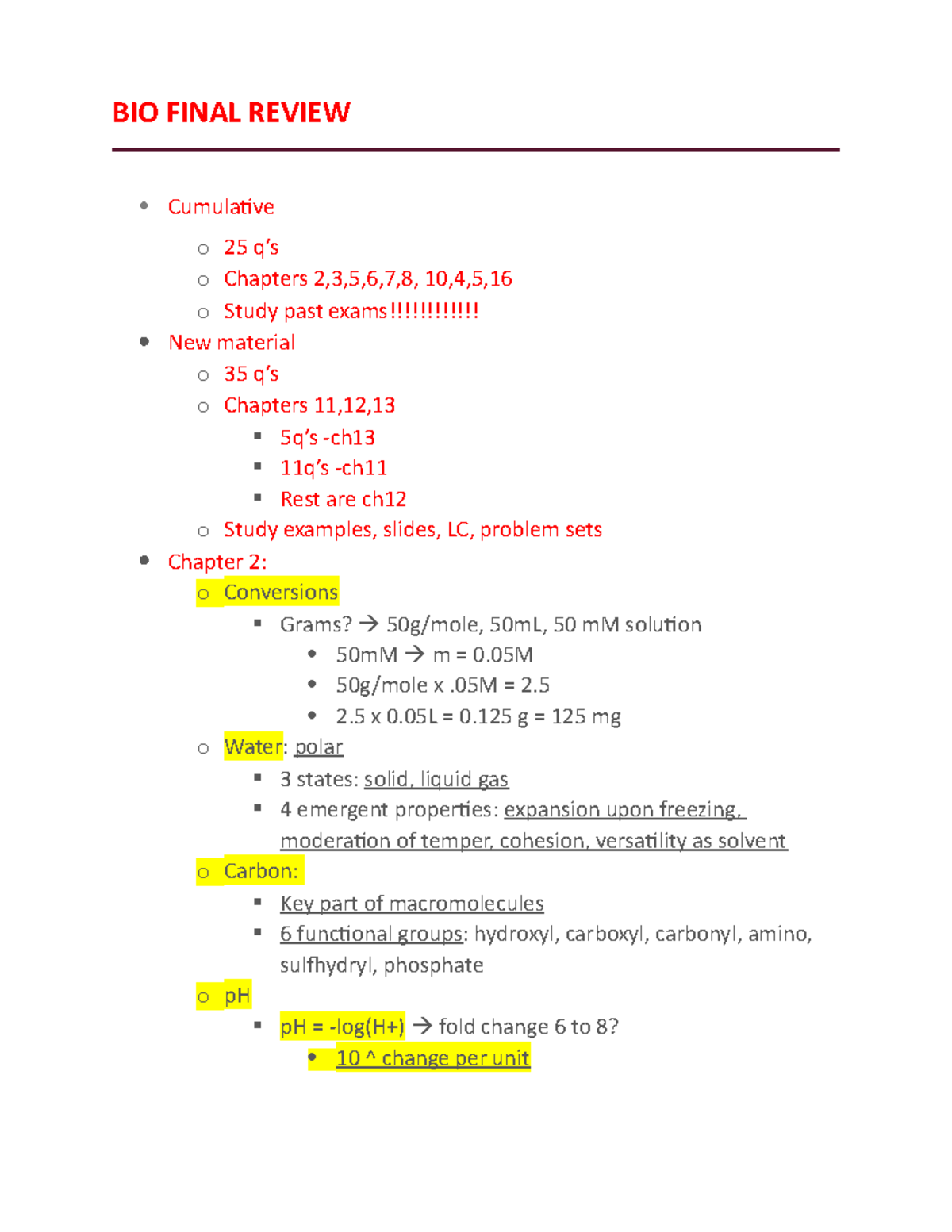 biology exam review final exam Fletcher - BIO FINAL REVIEW Cumulative o ...
