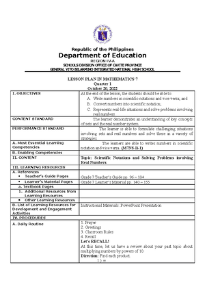 Final DEMO Lesson PLAN - A DETAILED LESSON PLAN IN SCIENCE 7 I ...