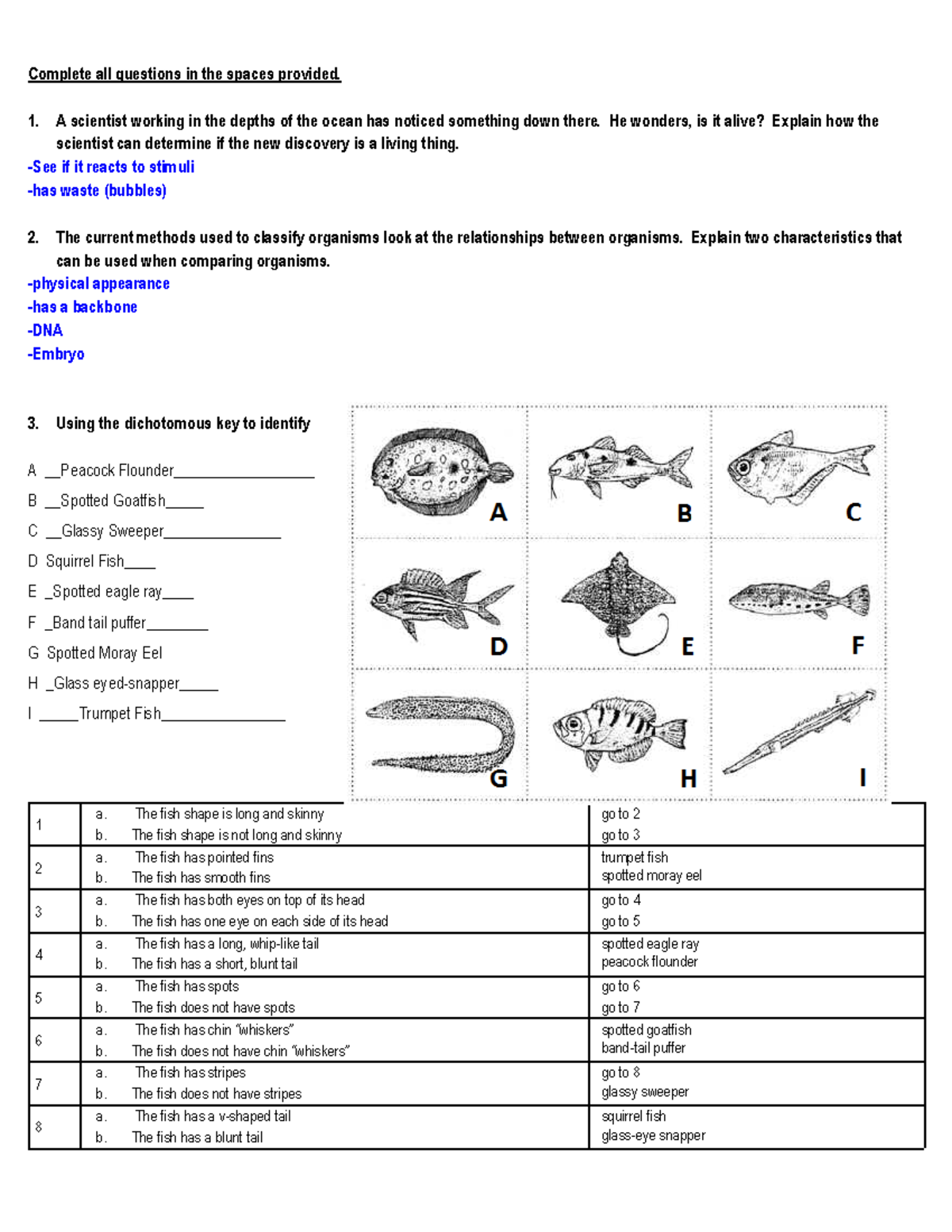47. Classification practice-answers - Complete all questions in the ...