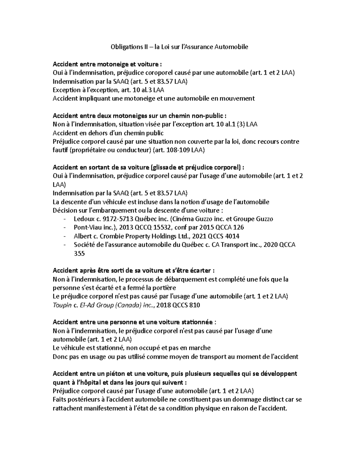 Exemples LAA - Exemple de la Loi sur l'assurance automobile ...