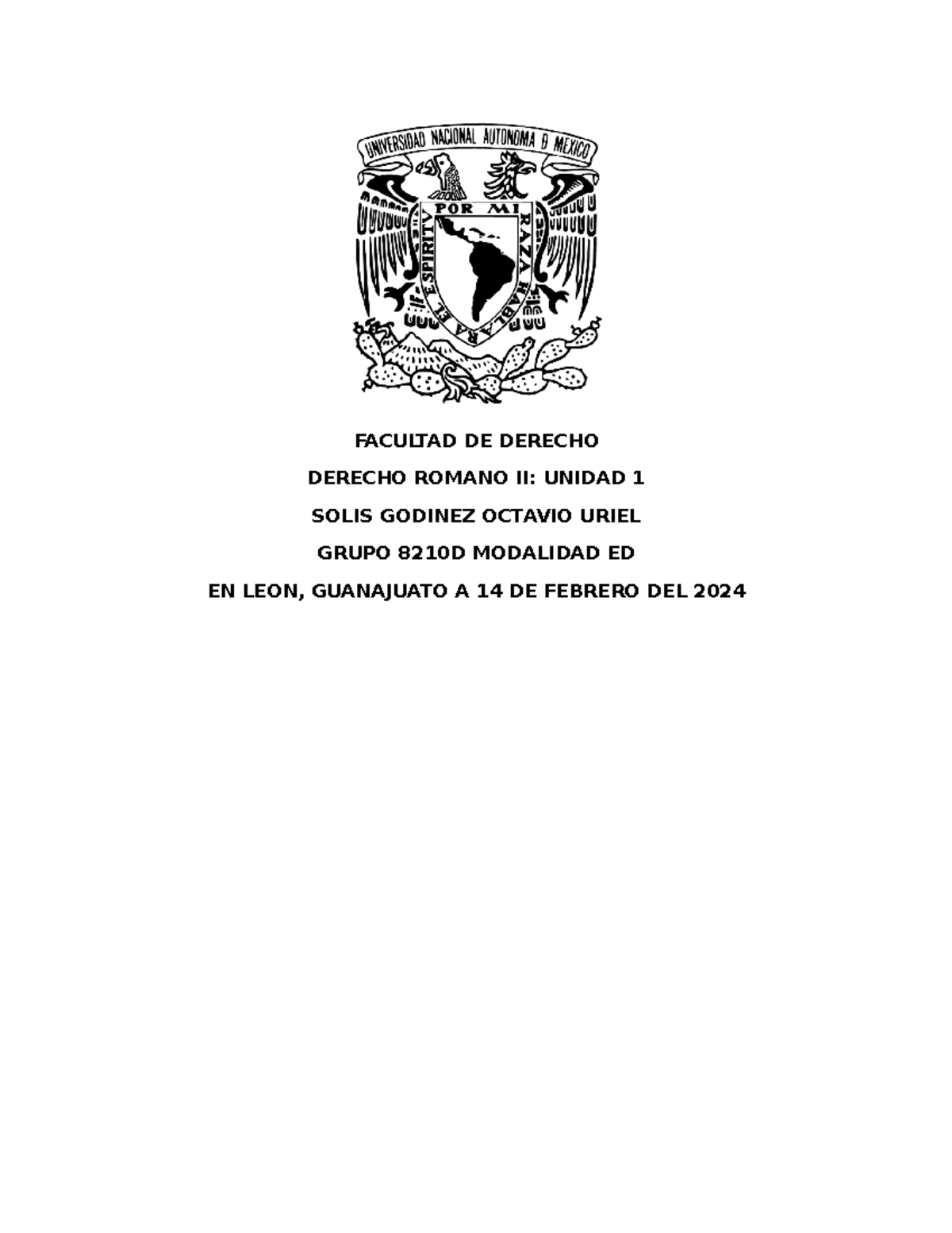 Mi experiencia de aprendizaje derecho romano II unidad 1 octavio uriel ...
