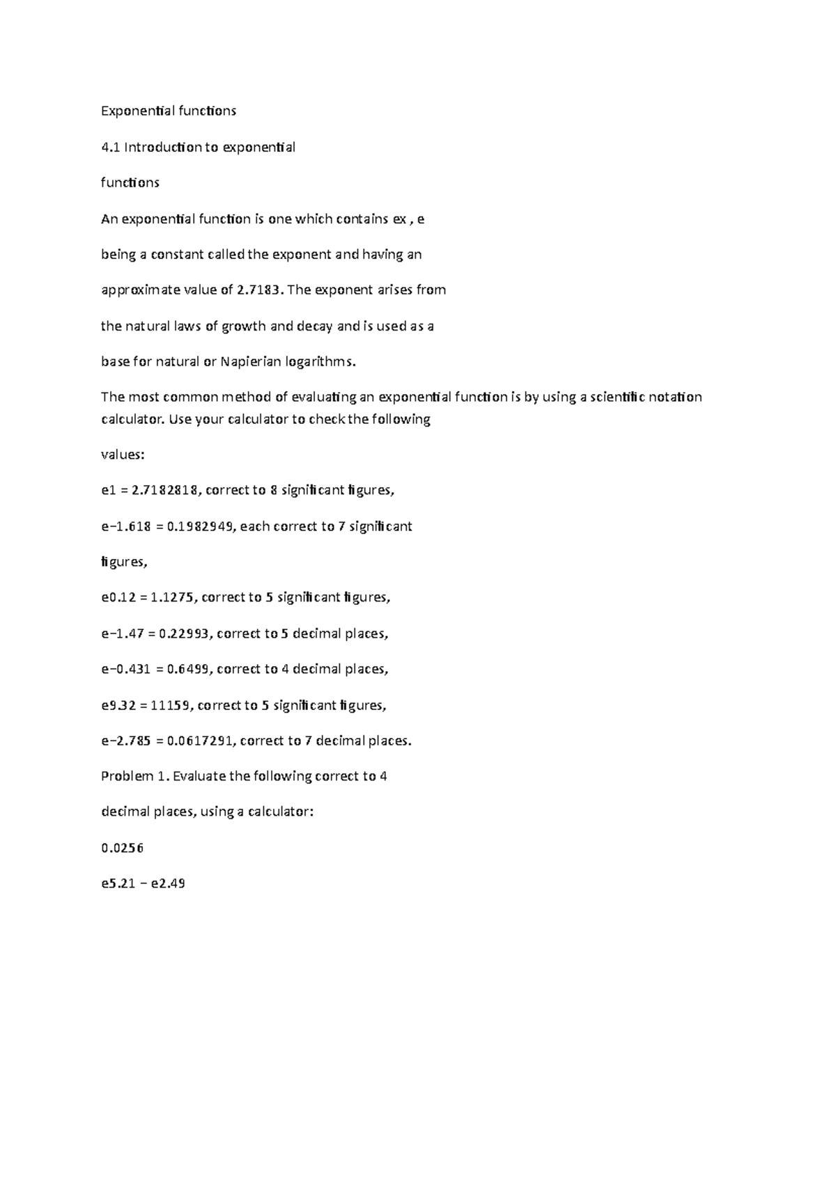 Exponential functions - The exponent arises from the natural laws of ...