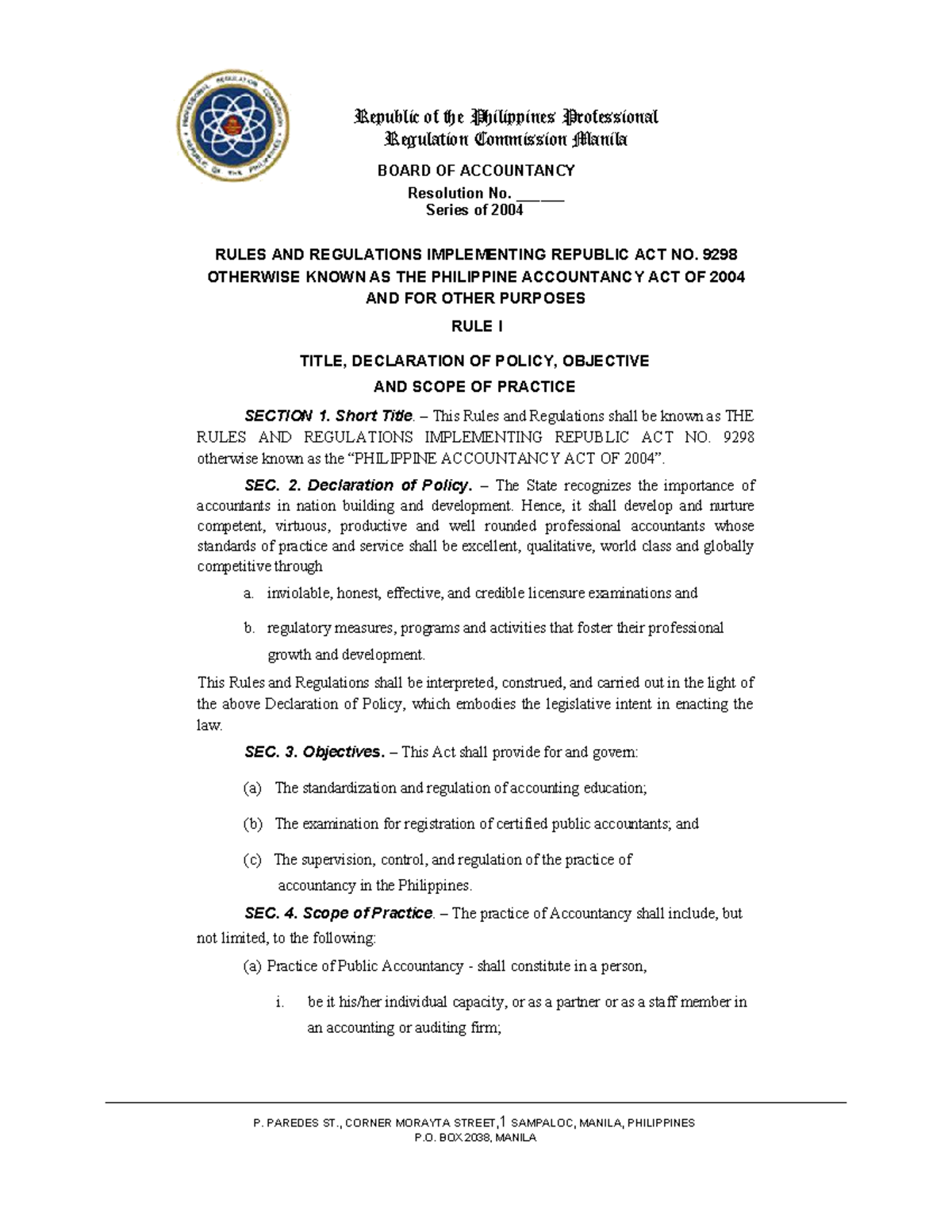 3 RA 9298 AND IRR - ra 9298 - Republic of the Philippines Professional ...