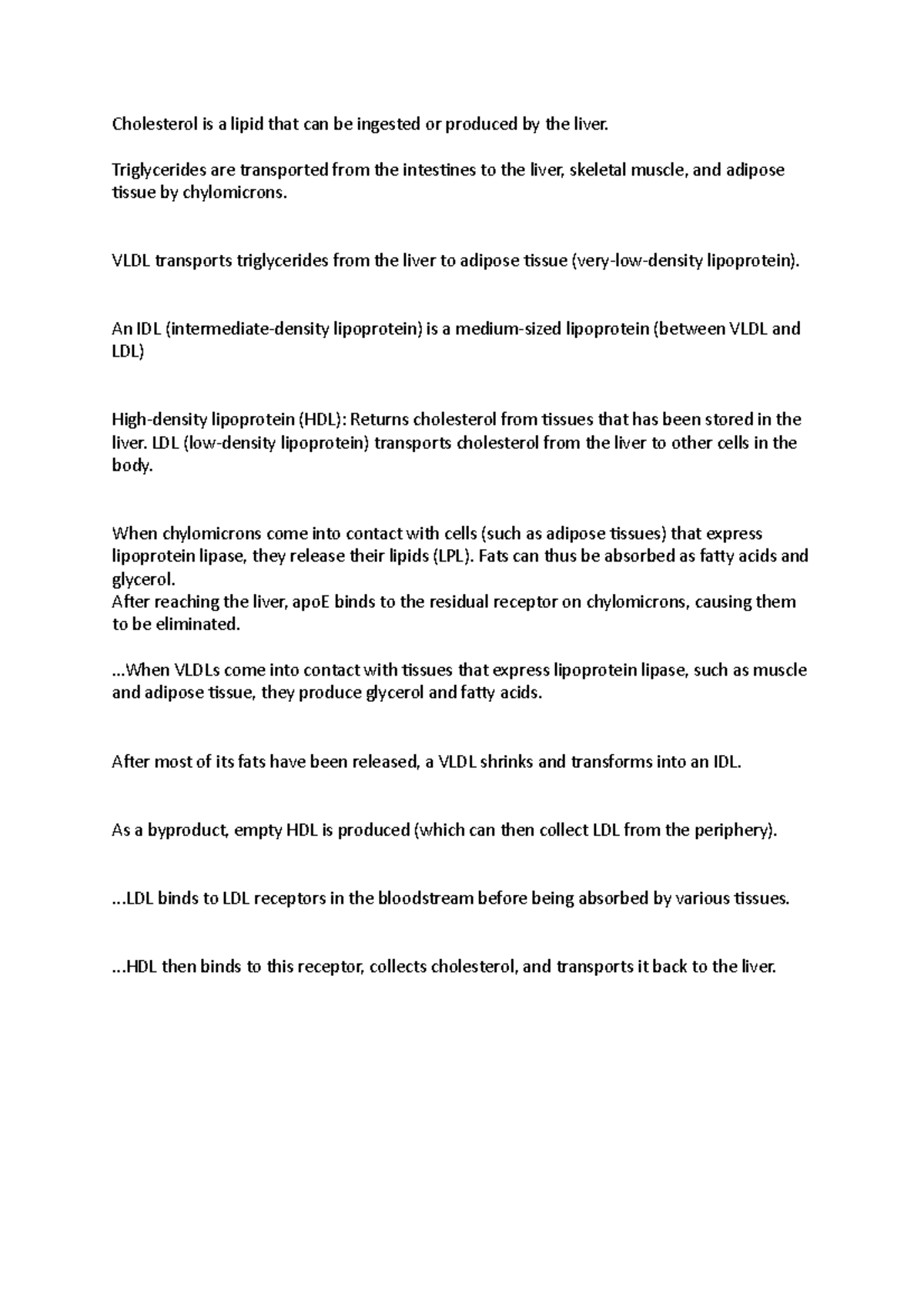 Cholesterol - anatomy notes from biomedical science - Cholesterol is a ...
