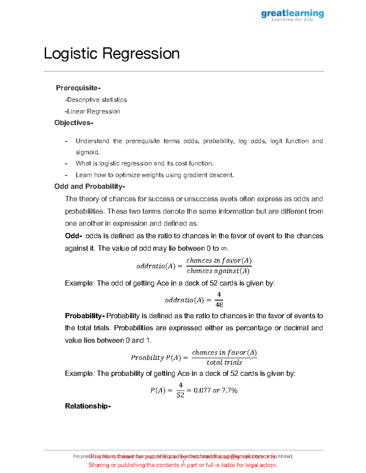 Logistic Regression - Proprietary content. © Great Learning. All Rights ...
