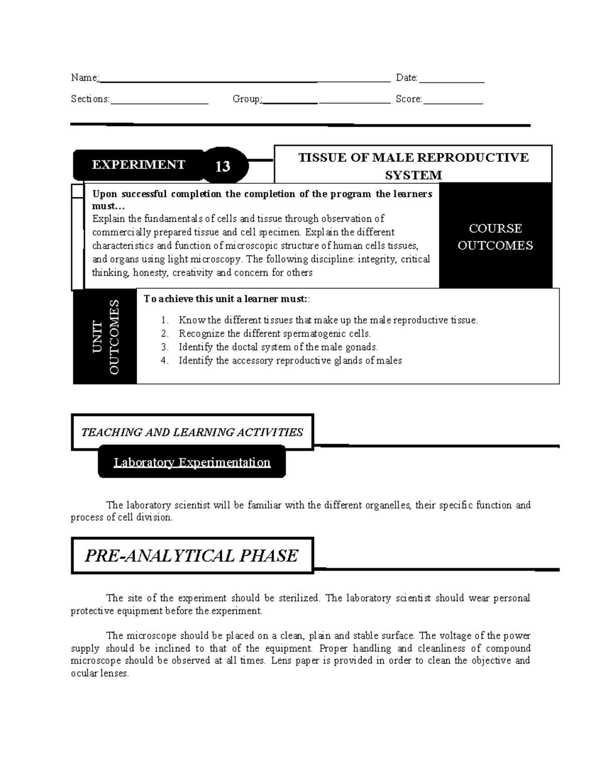 Experiment-13-Tissue+of+the+Male+Reproductive+System - Name
