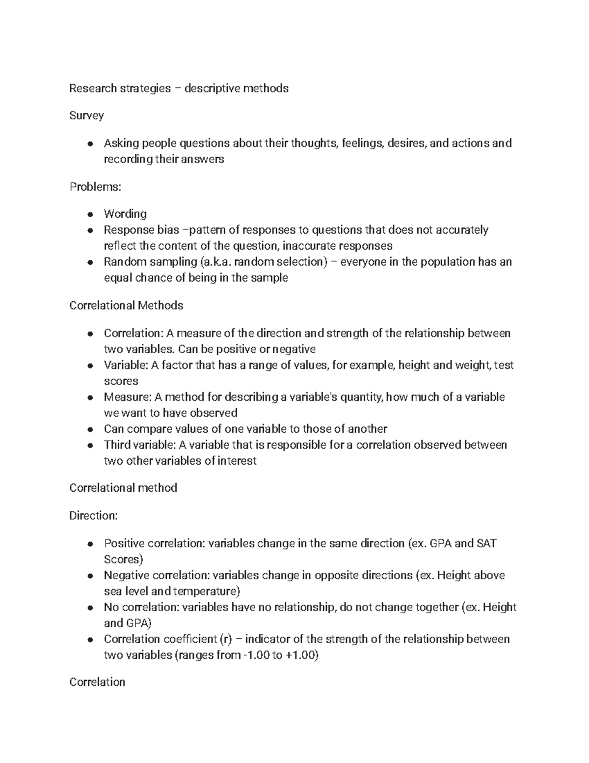 General Psychology Chapter 2 Part 2 - Research strategies – descriptive ...
