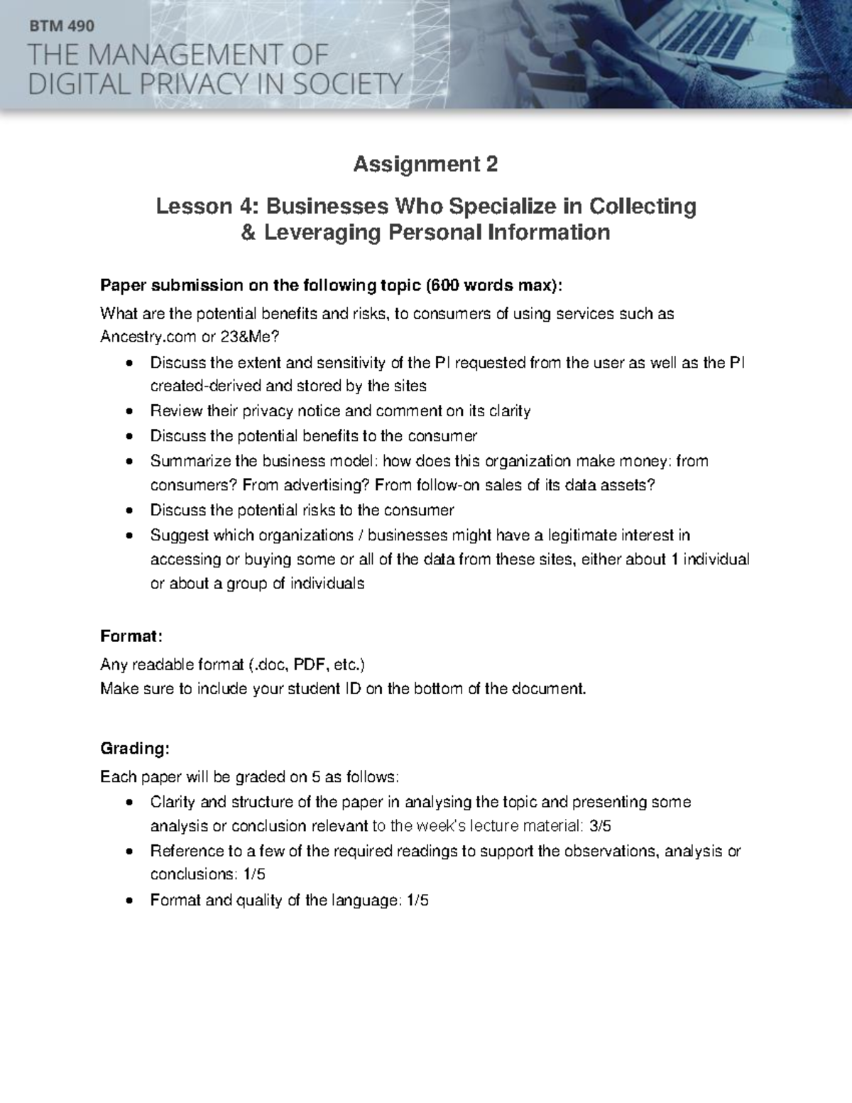 Assignment 2 Instructions: About lesson 4 - Assignment 2 Lesson 4 ...