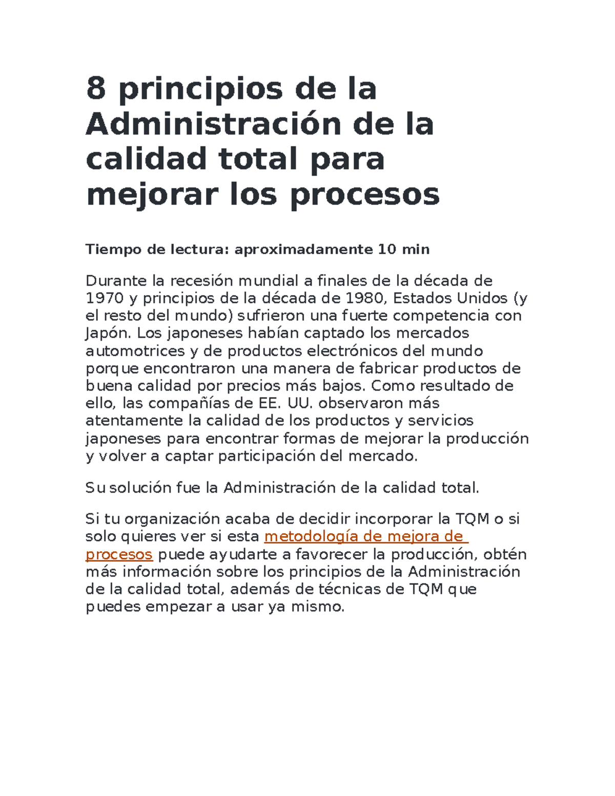8 principios de la Administración de la calidad total para mejorar los procesos - 8 principios ...