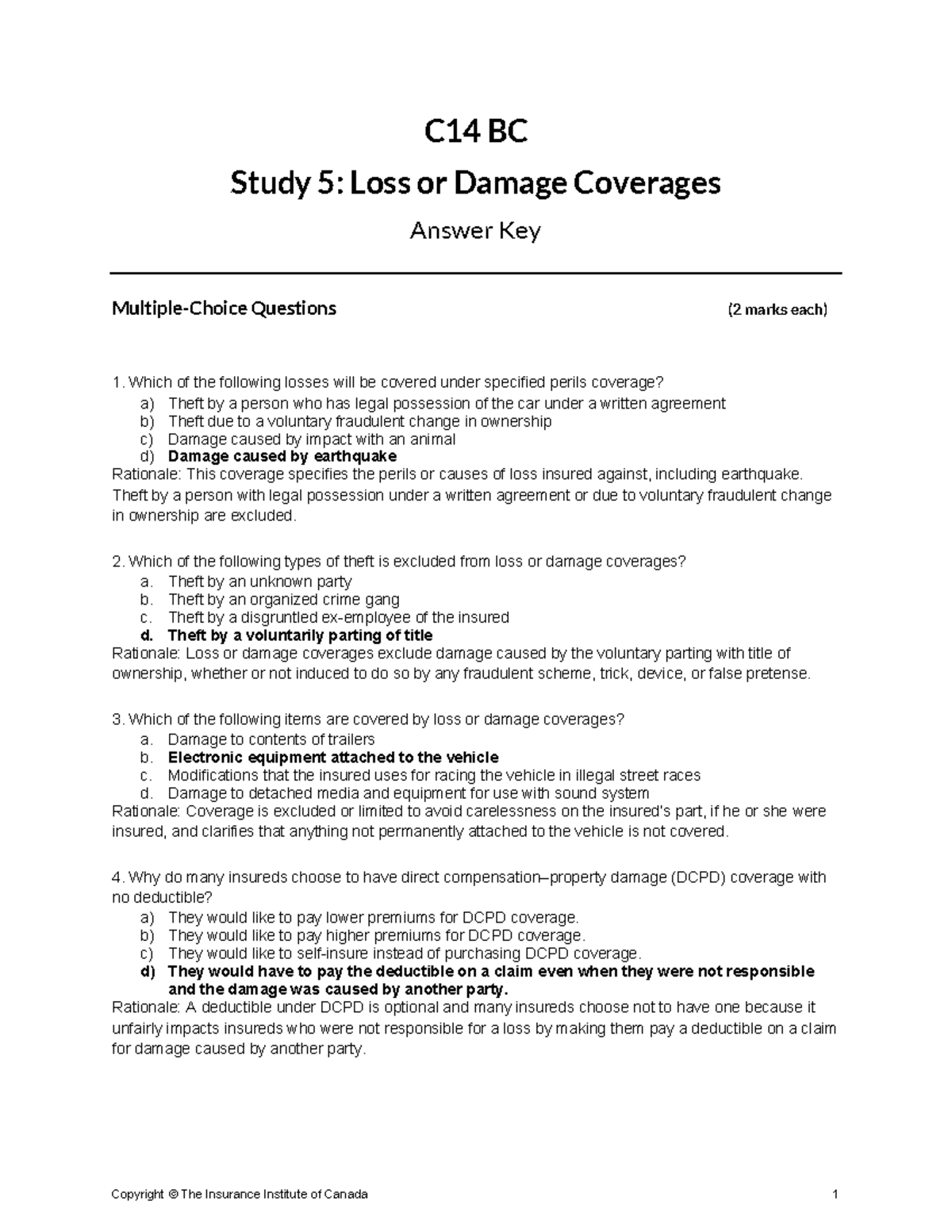 C14BC 2021 study 05 answerkey - C14 BC Study 5: Loss or Damage ...