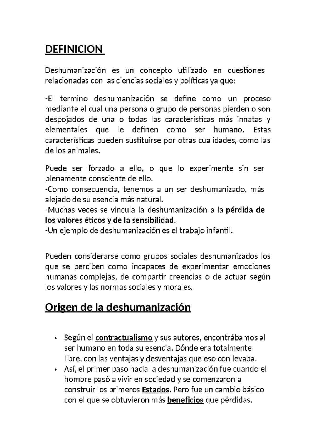 Deshumanización - Deshumanizacion bien hecha - DEFINICION ...