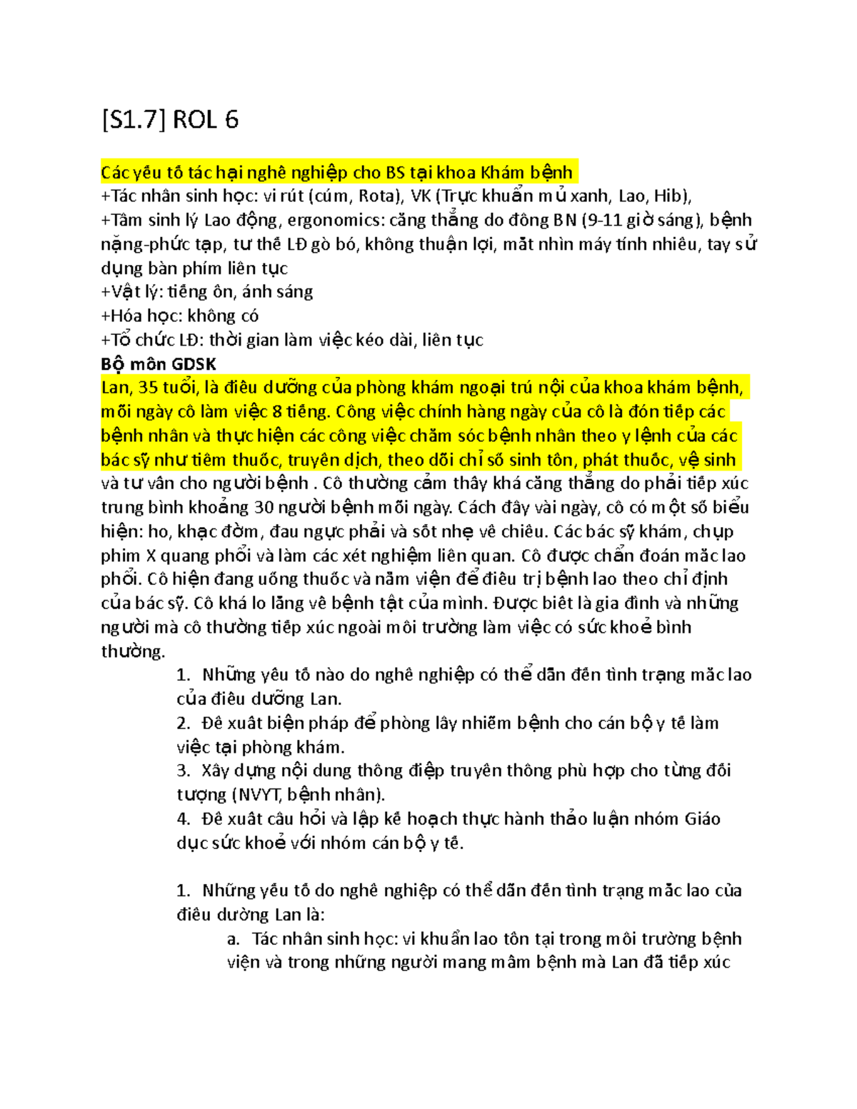 Rol 6 - oke - [S1] ROL 6 Cac yếu tố tac h i nghề nghi p cho BS t i khoa Kham b nhaẹaẹ +Tac nhan ...