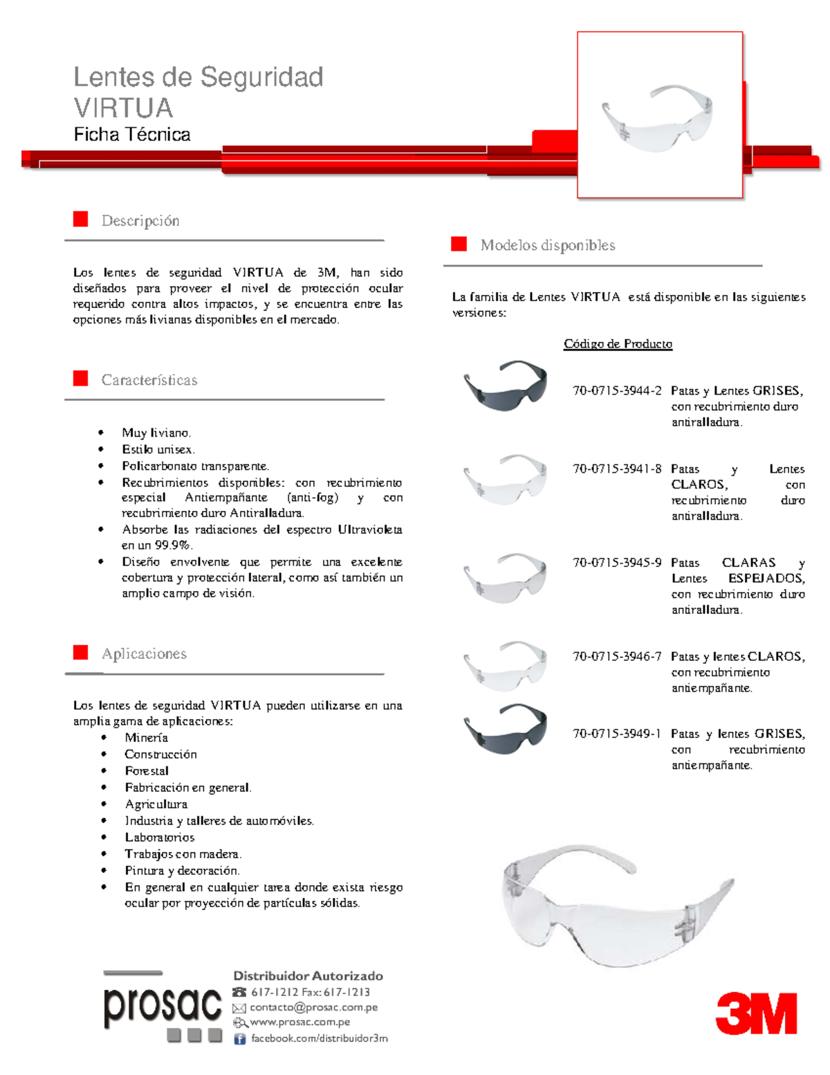 6 Lentes claros u oscuros - Lentes de Seguridad VIRTUA Ficha Técnica ...