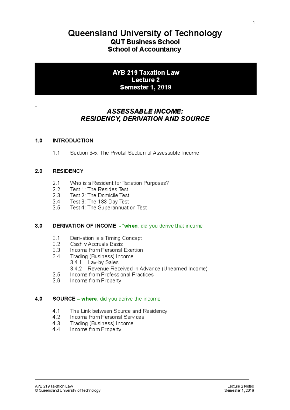 Lecture 2 - Queensland University of Technology QUT Business School ...